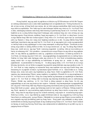 Reflection Rizal in Dapitan - How did Rizal’s life experiences ...