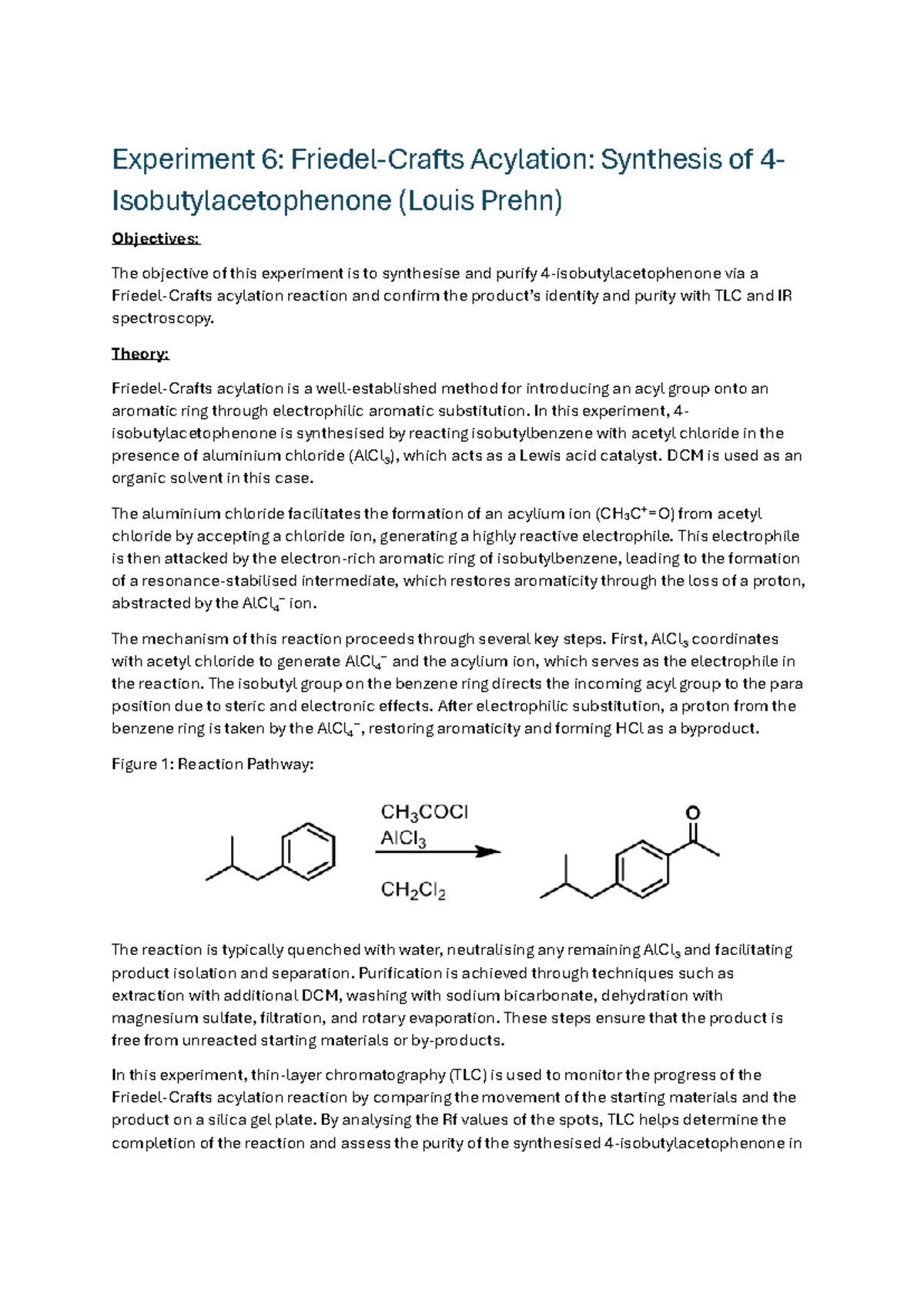 Experiment 6 Synthesis of 4-Isobutylacetophenone - Experiment 6 ...