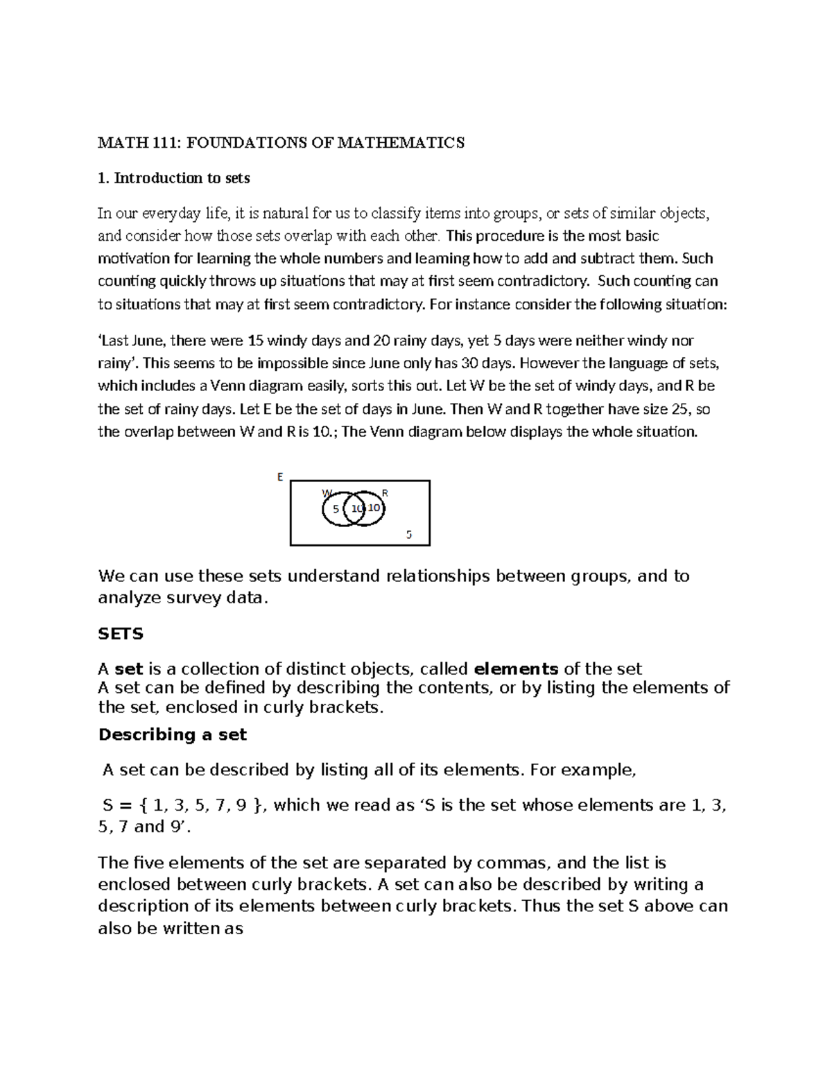MATH 111 notes 2021 - Naan - MATH 111: FOUNDATIONS OF MATHEMATICS ...