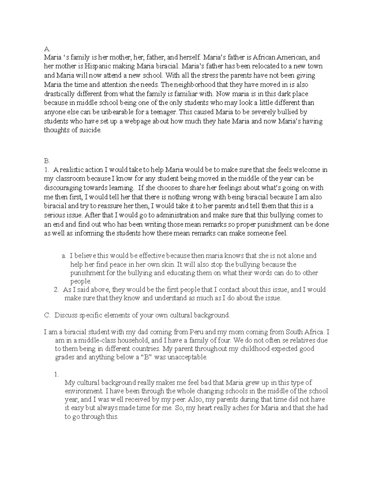 Dfm3 task 2 - practice this - A. Maria ‘s family is her mother, her ...