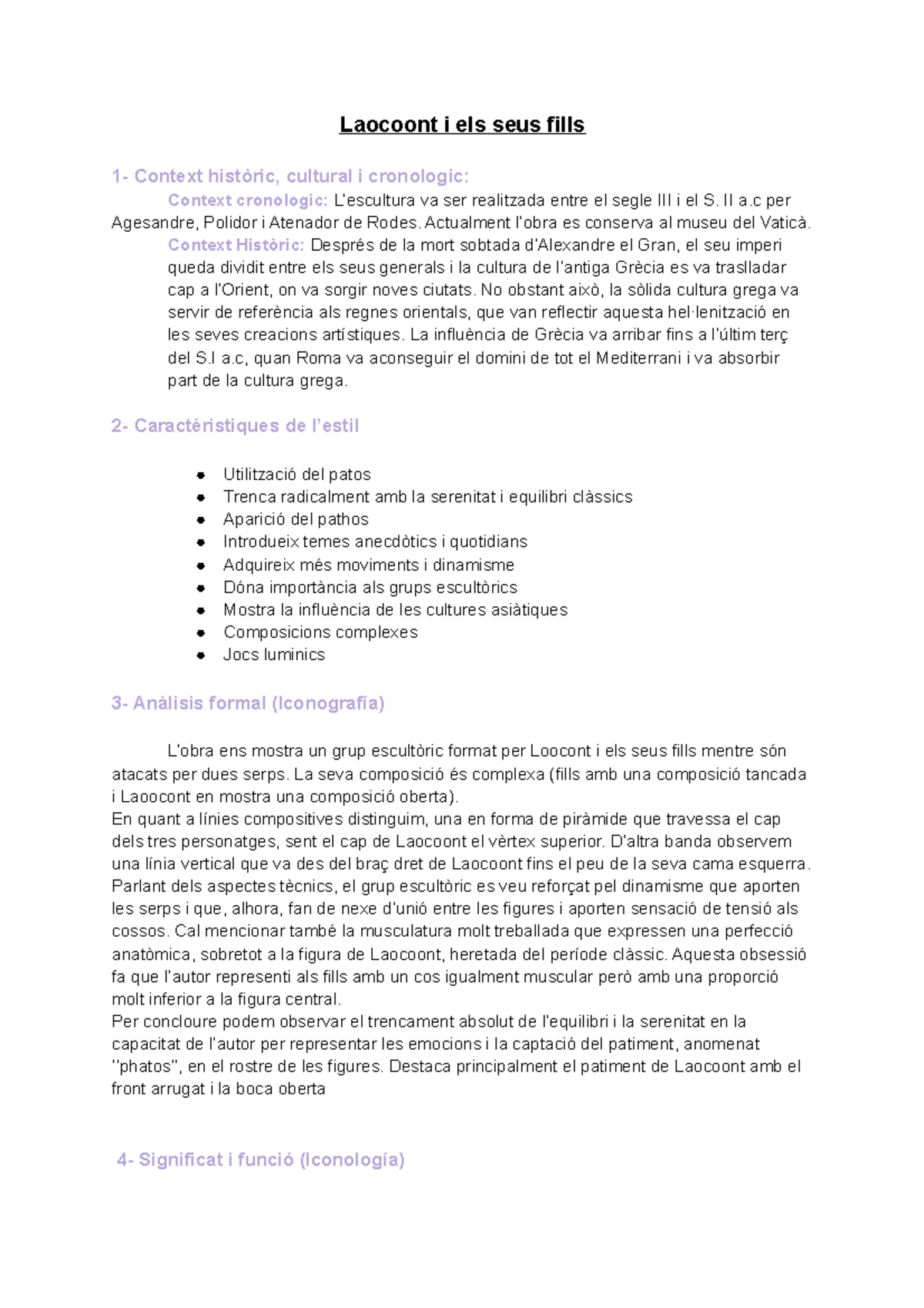 Laocoont - OBRA - Laocoont i els seus fills 1- Context històric ...