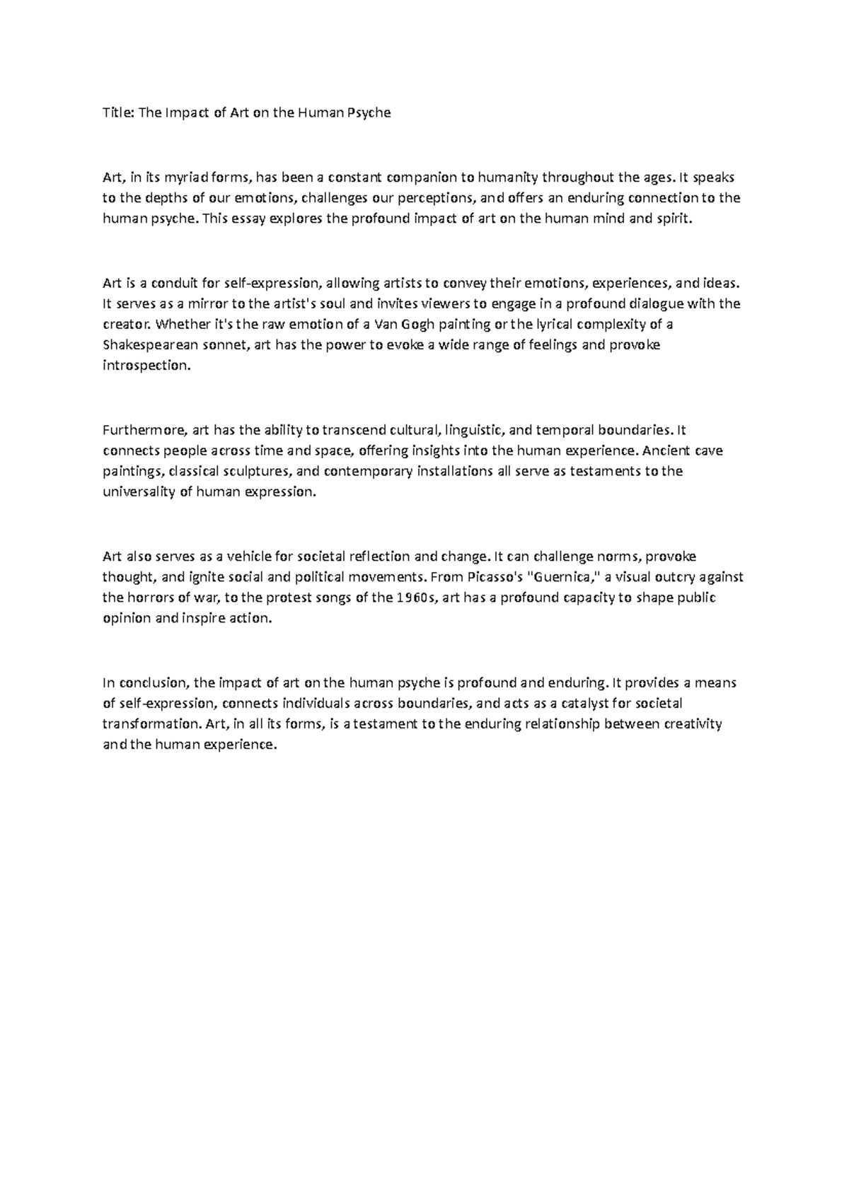 Title 11 - Principles of Physical Chemistry - Title: The Impact of Art ...