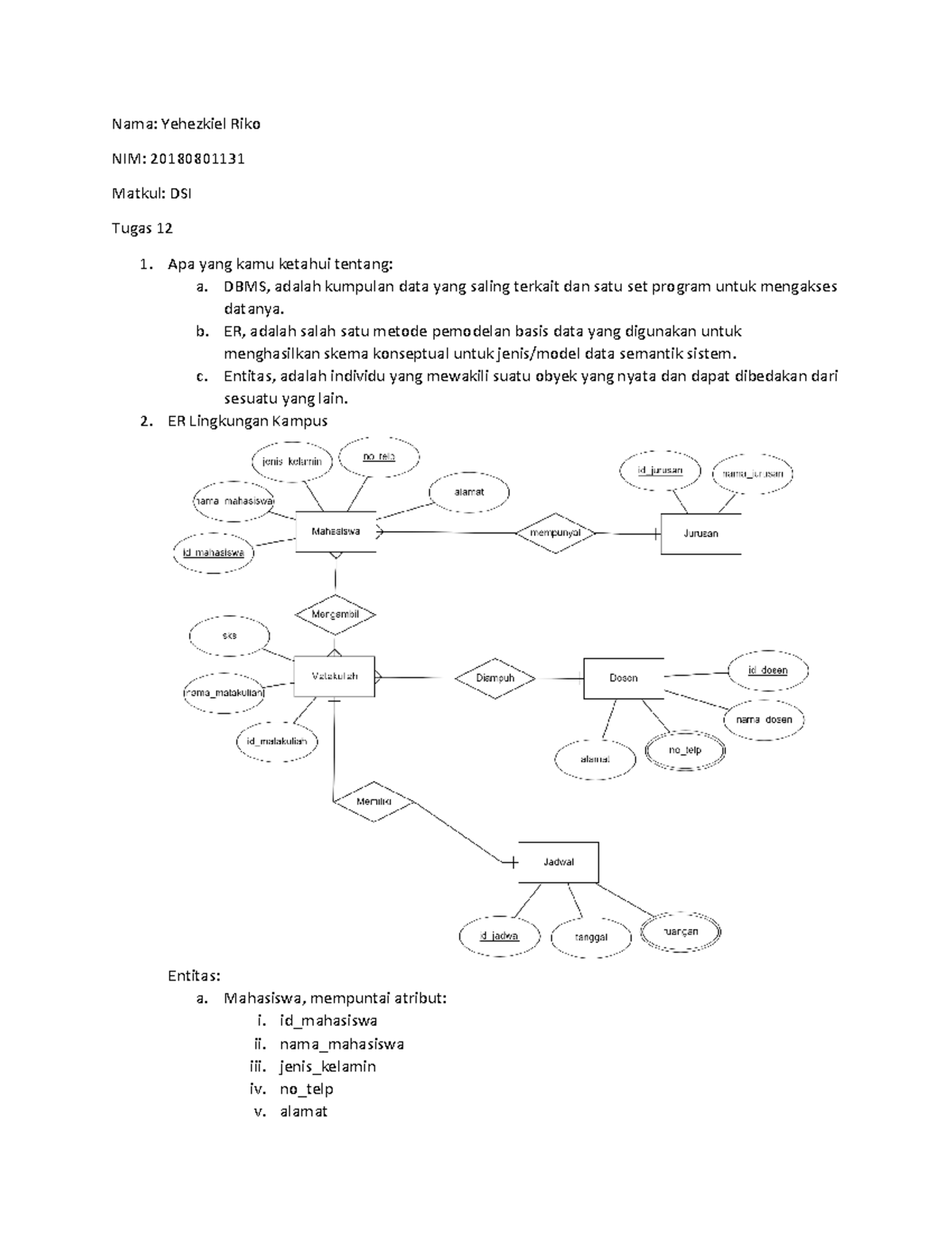 DSI - Tugas 13 - dasar sistem informasi - Nama: Yehezkiel Riko NIM: 20180801131 Matkul: DSI ...