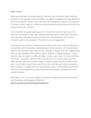 Topic 6 DQ 2 - Topic 6 DQ 2 Student diversity in schools exists in many ...