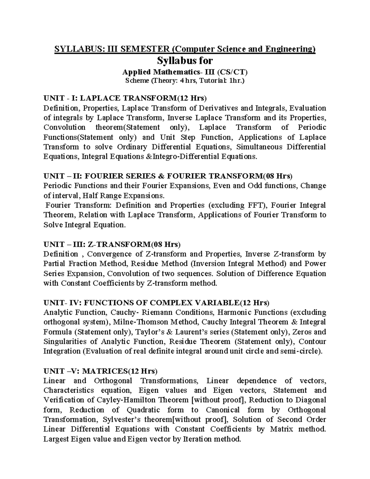 Rtmnu Syllabus cse - notes on electrical engineering - SYLLABUS: III ...