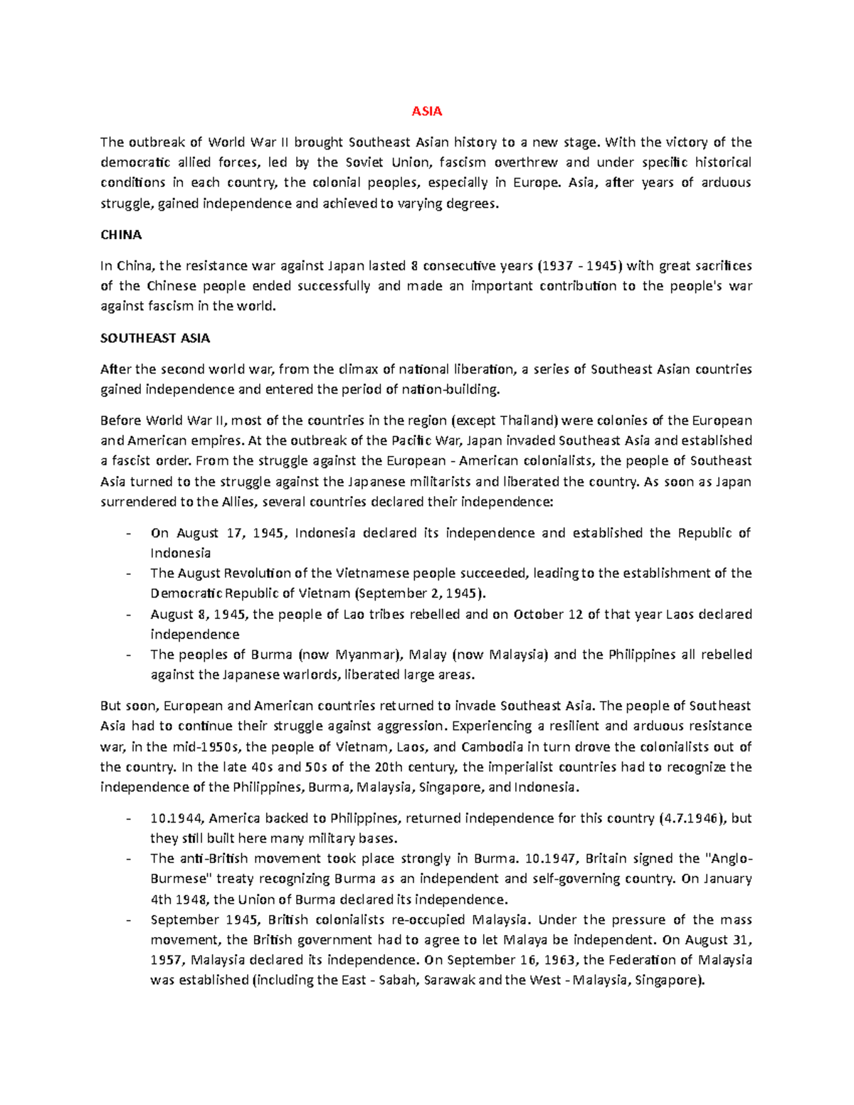 ASIA and the world civilization - World Civilization History - NEU ...