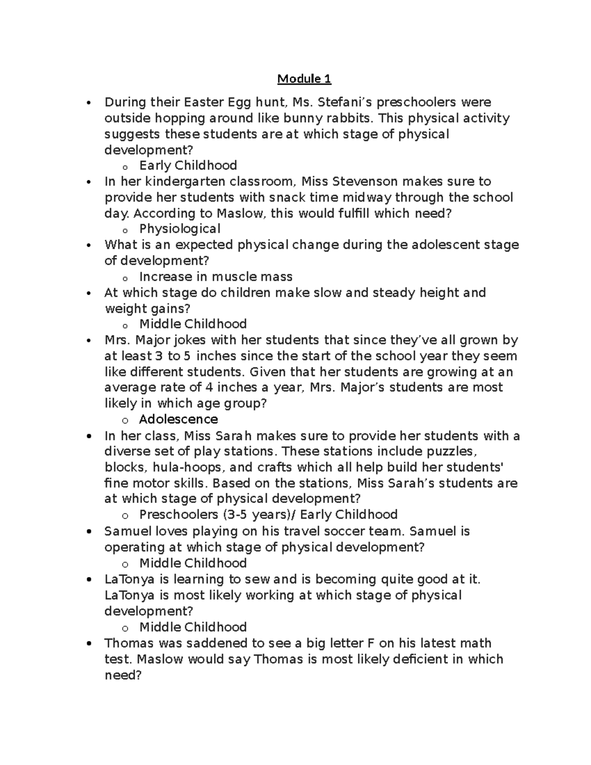 OA Practice Questions from Betts - Module 1 During their Easter Egg ...