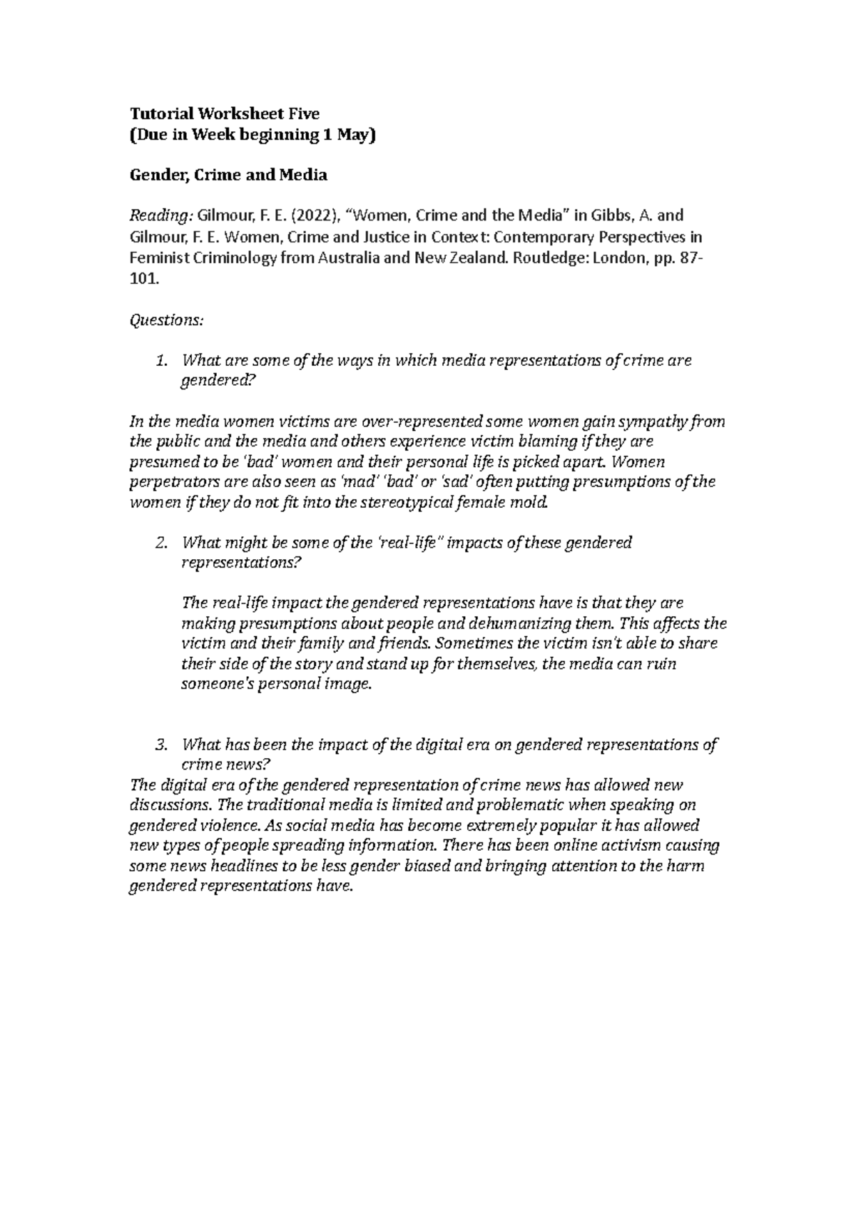 Tutorial Worksheet Five (Presentation Group Four) - Tutorial Worksheet ...