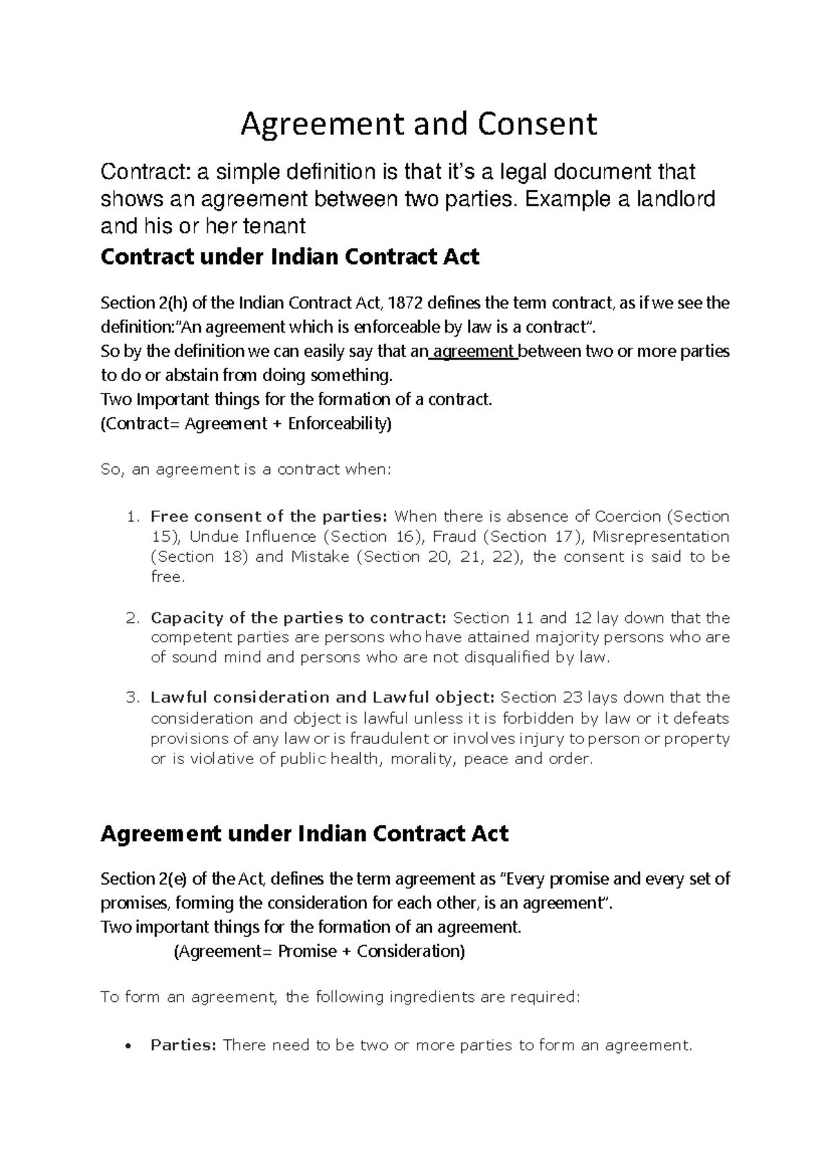 Agreement and Consent - Agreement and Consent Contract: a simple ...