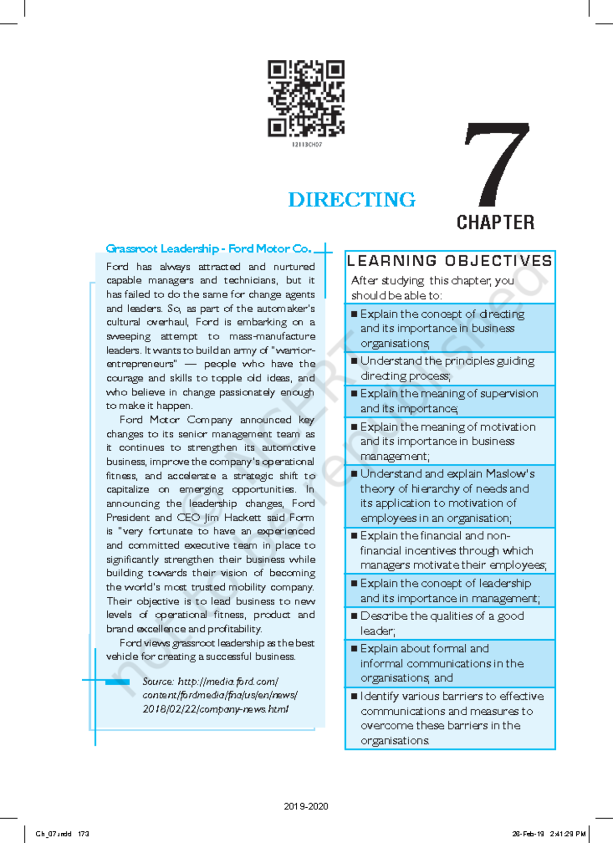 Ch-7 Directing - Lecture notes 12 - DIRECTING CHAPTER 7 LEARNING ...