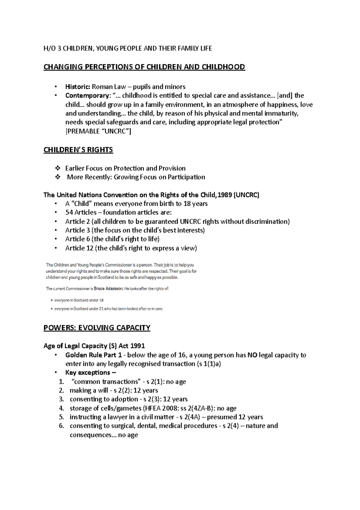 H3 - CHILDREN, YOUNG PEOPLE AND THEIR FAMILY - .. childhood is entitled ...