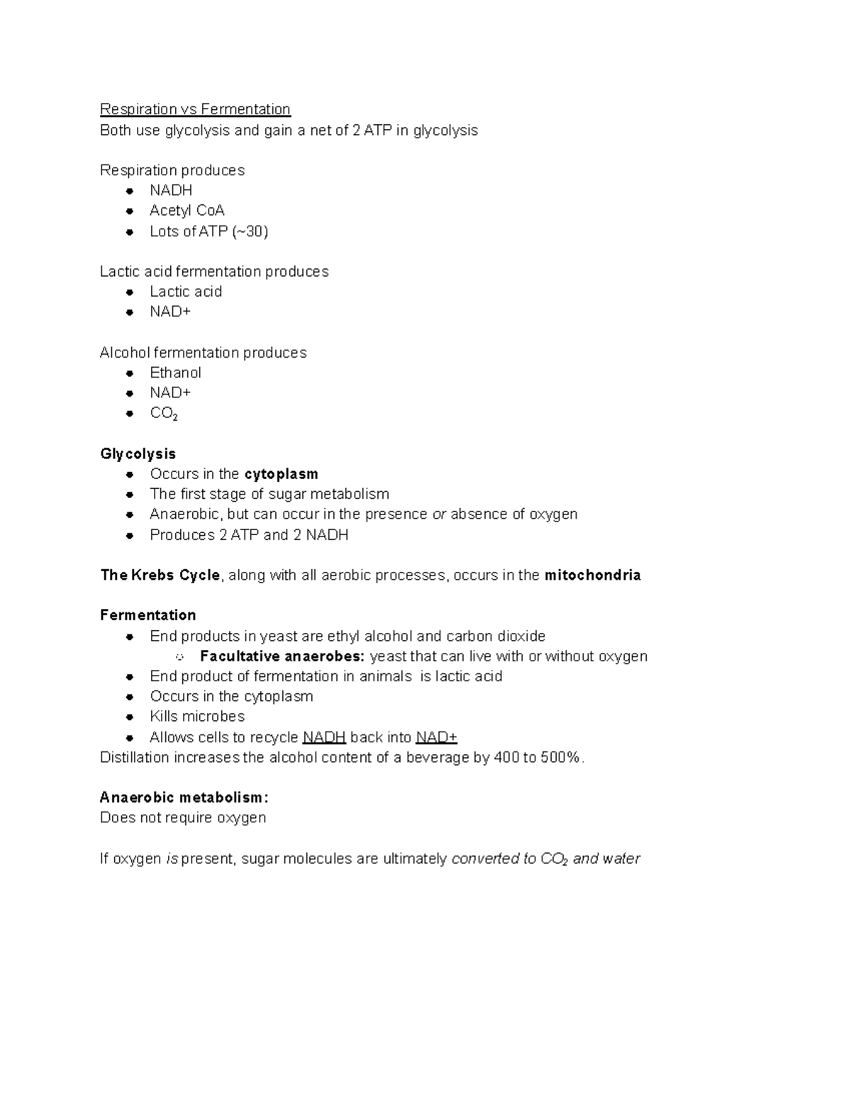 Fermentation - Wooram Lee - Respiration vs Fermentation Both use ...