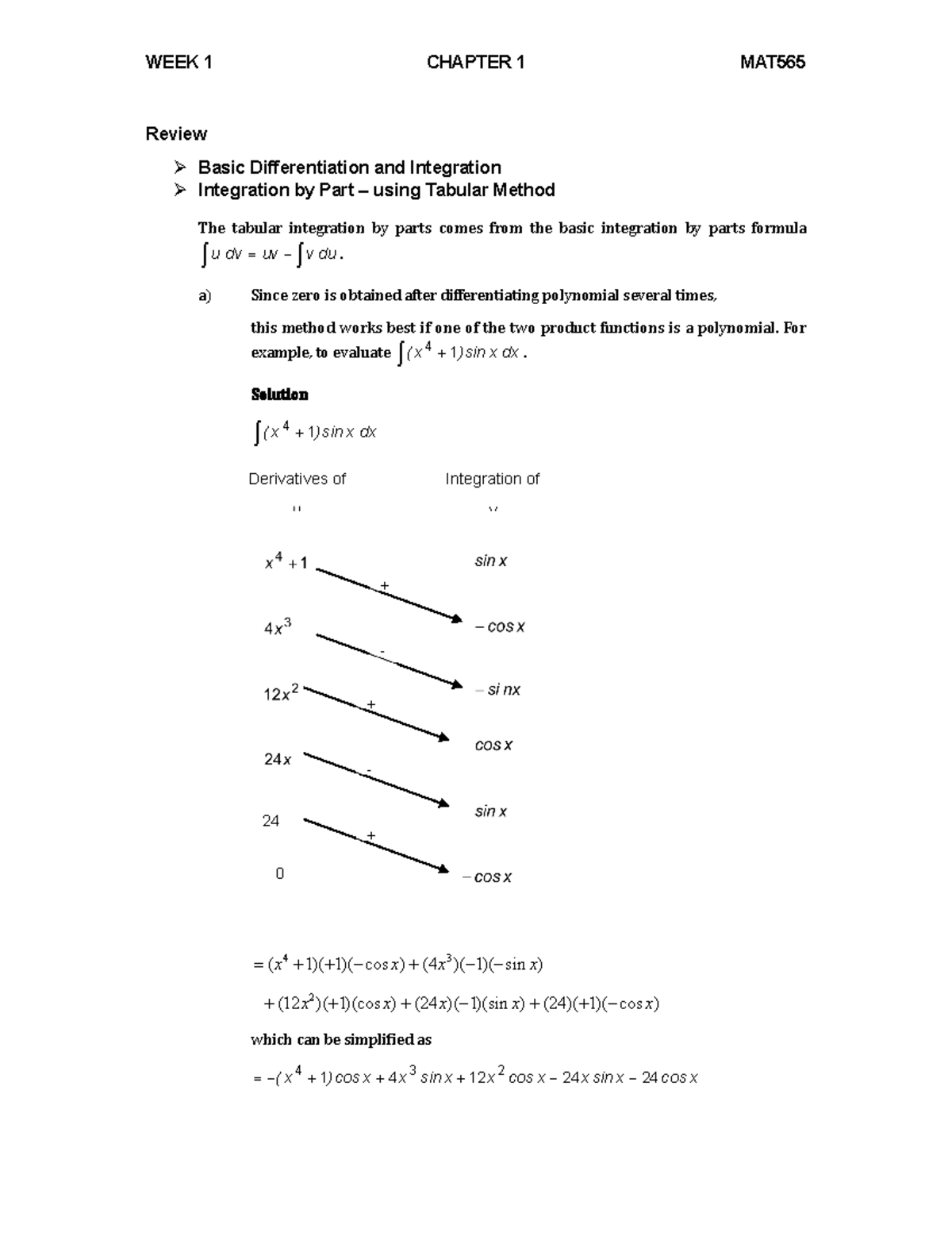 Chapter 1 MAT565 WEEK1 20242 - Review Basic Differentiation and ...