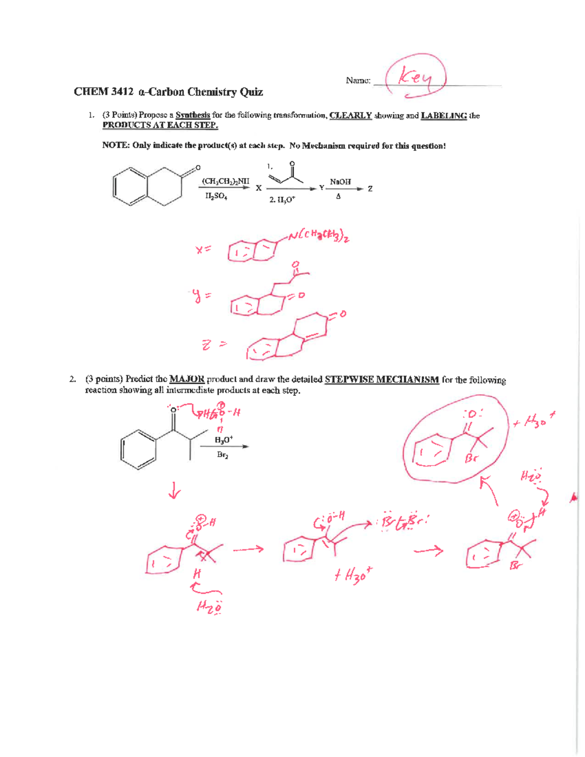 Alpha Carbon Quiz key - CHEM 3412 - Studocu