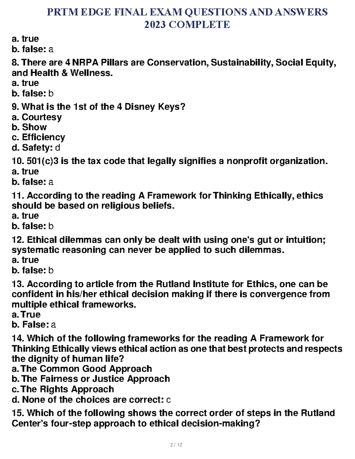 PRTM EDGE Final EXAM Questions AND Answers 2023 Complete-2 - PRTM EDGE ...