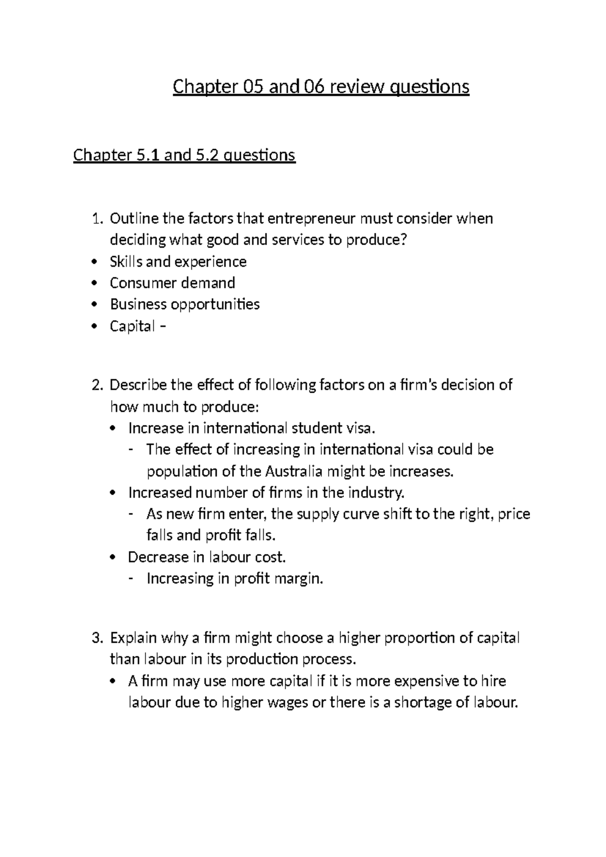 Chapter 05 and 06 review questions - Chapter 05 and 06 review questions Chapter 5 and 5 ...