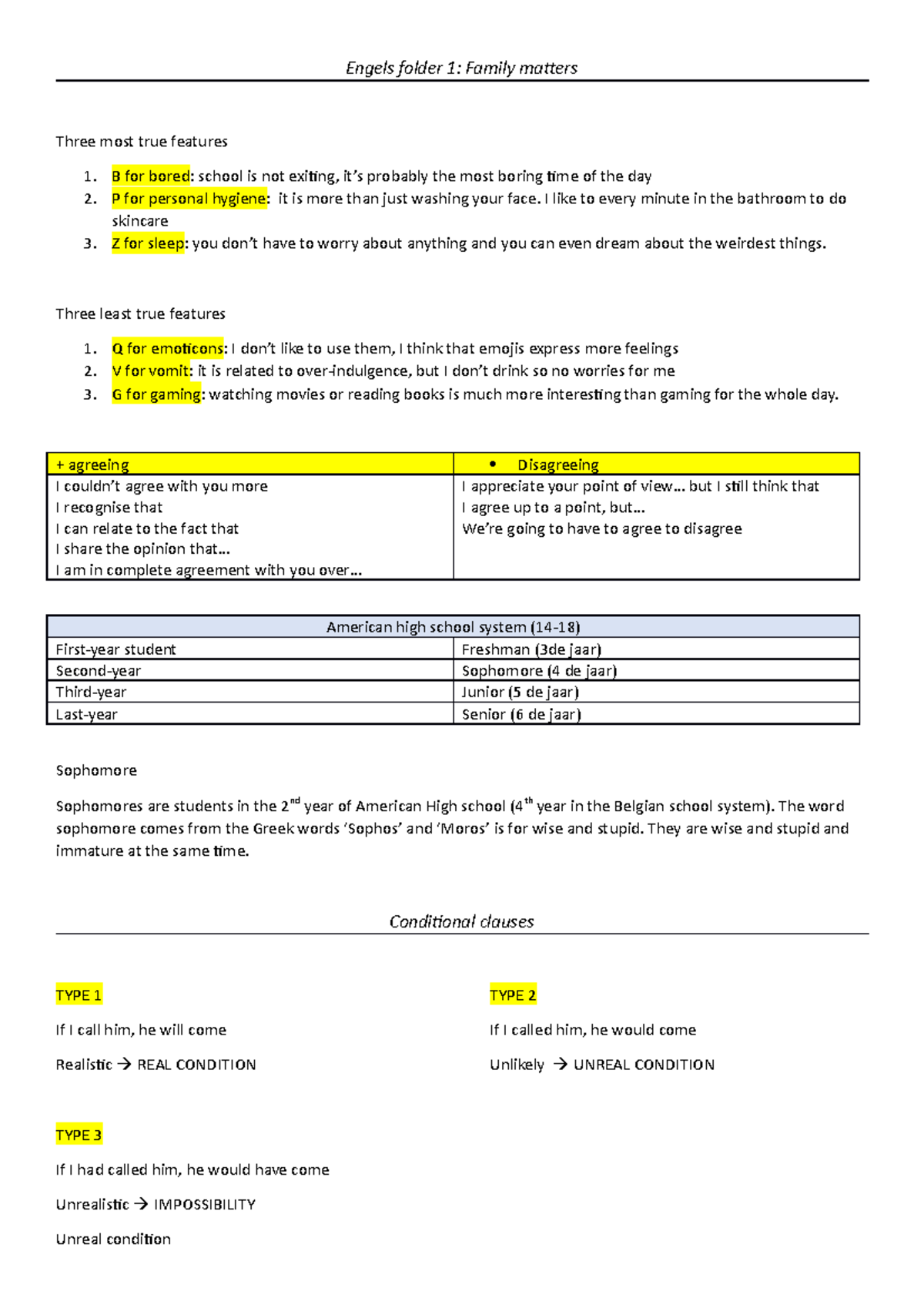 Engels examen december - Engels folder 1: Family matters Three most ...