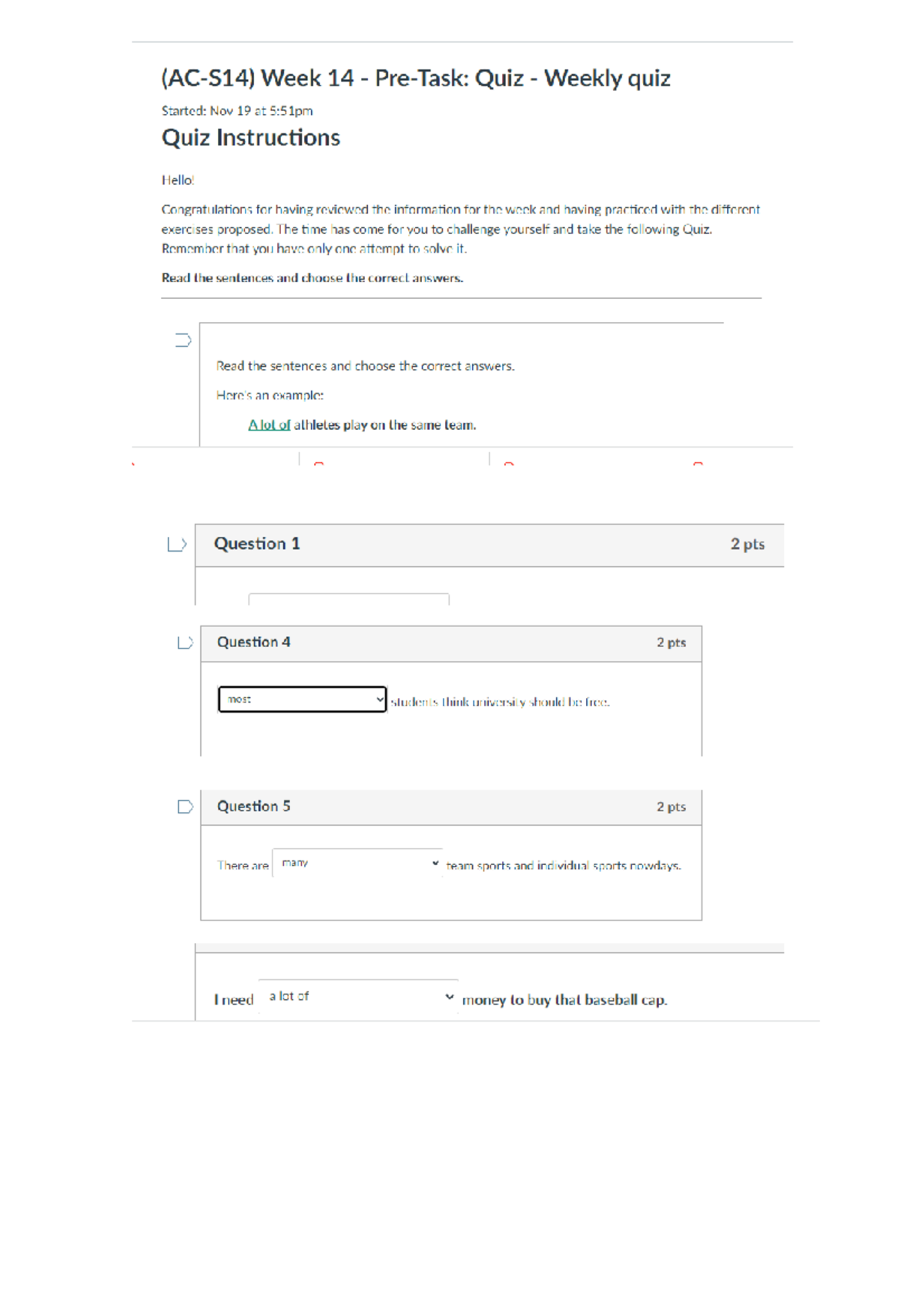 Ingles III Semana 14 - (AC-S14) Week 14 - Pre-Task: Quiz - Weekly quiz ...