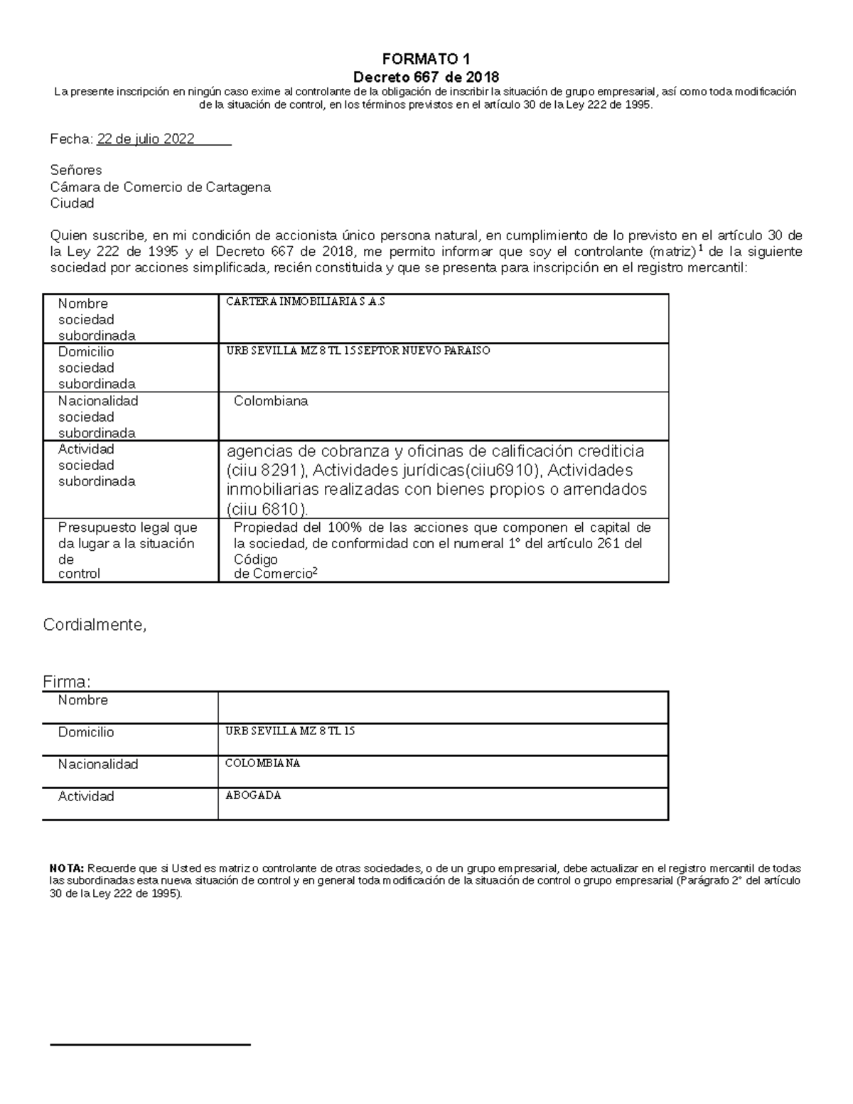 Formato-1-STC - formatos - FORMATO 1 Decreto 667 de 2018 La presente ...