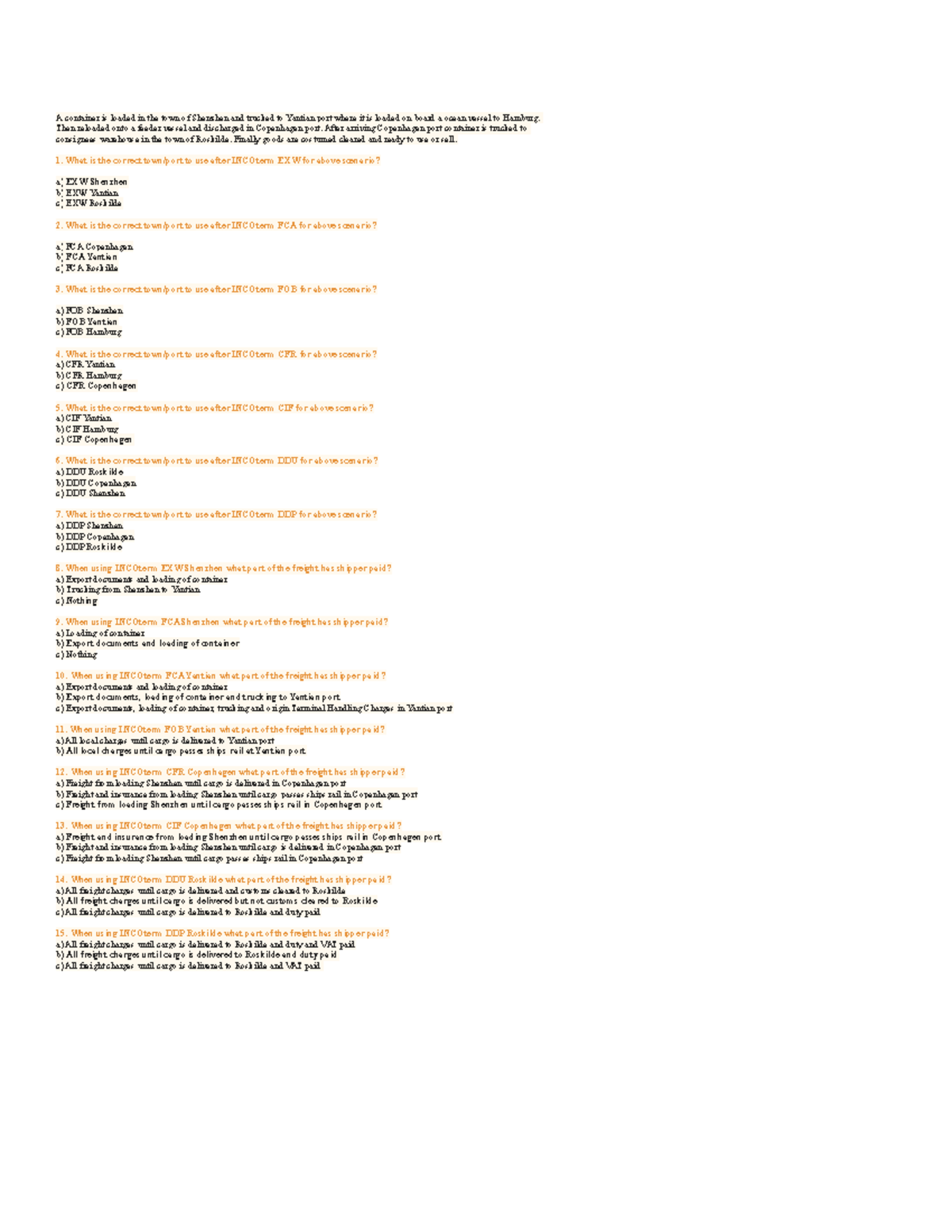 Pdfcoffee - TACN sample test bank - A container is loaded in the town ...