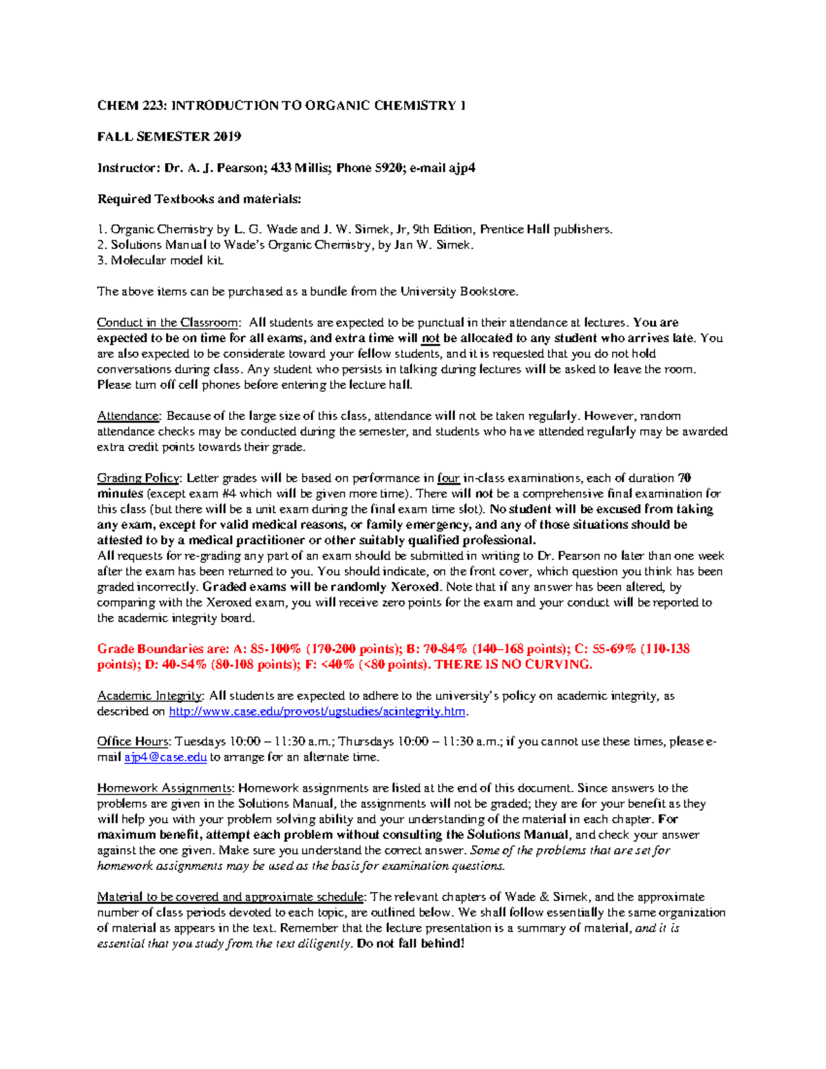 CHEM 223 syllabus 2019 - CHEM 223: INTRODUCTION TO ORGANIC CHEMISTRY I ...