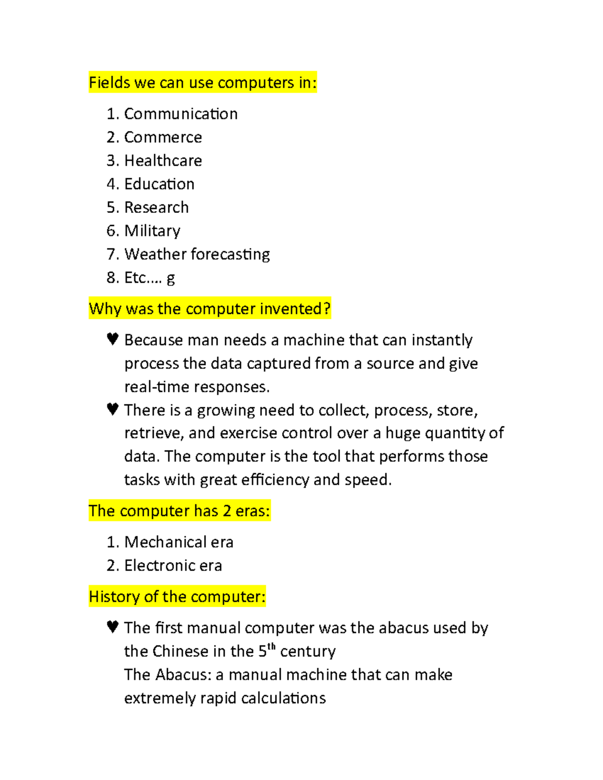 Chapter 1 computer - Fields we can use computers in: Communication ...