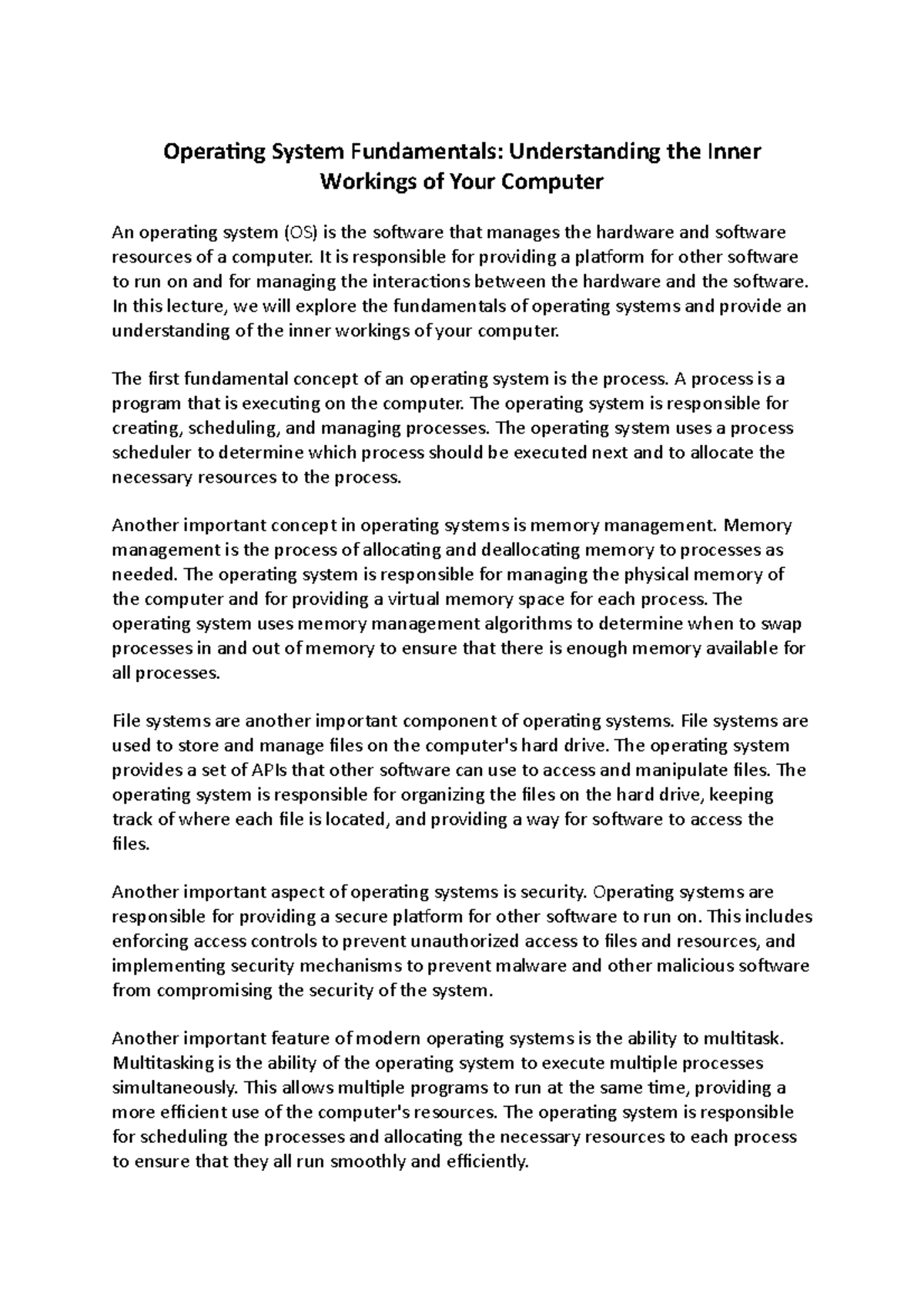 Operating System Fundamentals- Understanding the Inner Workings of Your ...