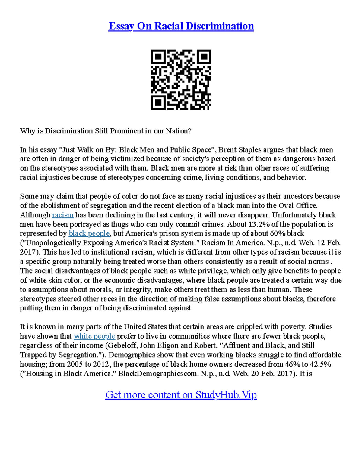 Essay About Racial Discrimination - Essay On Racial Discrimination Why ...