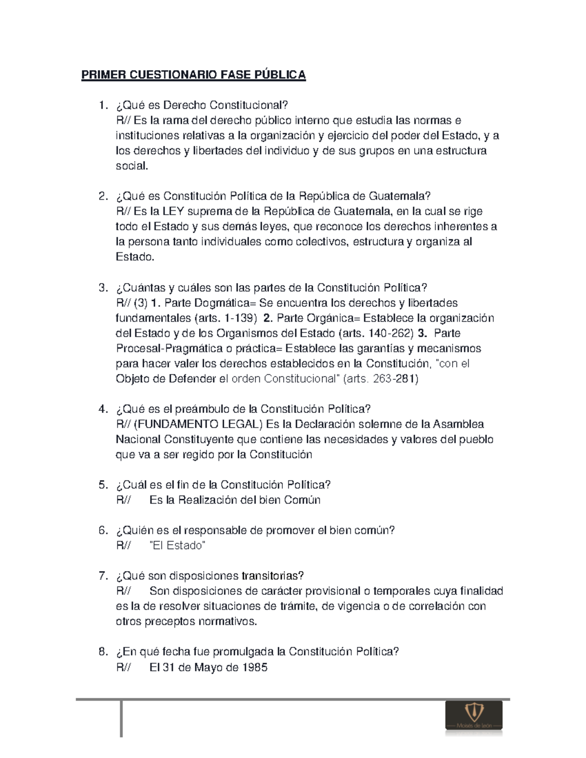 Preguntas con Respuesta de la Fase Pública - PRIMER CUESTIONARIO FASE ...