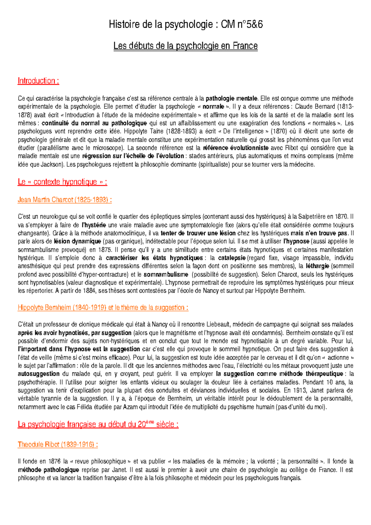 Histoire de la psychologie CM5&6 - Histoire de la psychologie : CM n°5 ...
