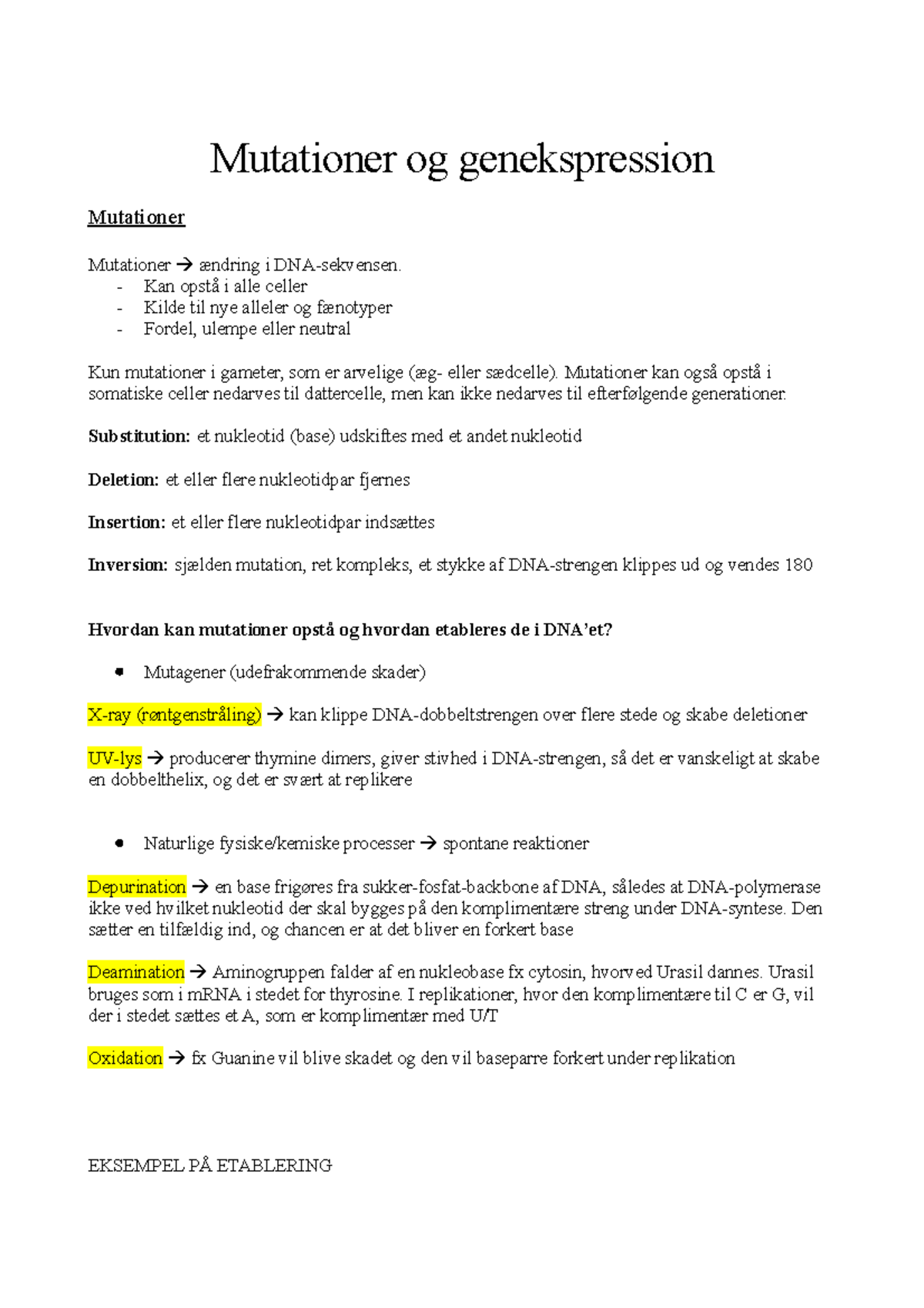 Mutationer og genekspression - Mutationer og genekspression Mutationer ...
