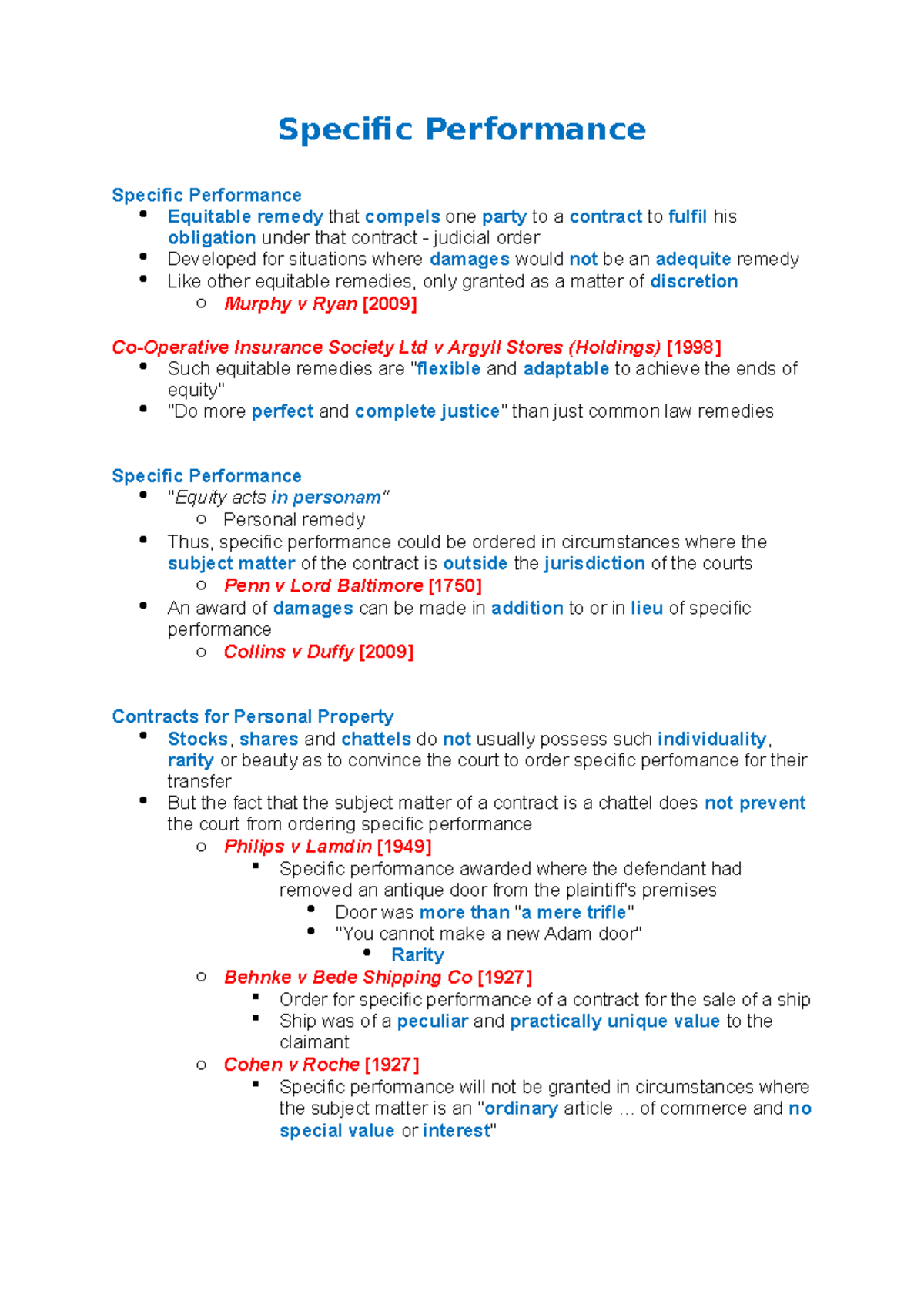 Specific Performance - Specific Performance Specific Performance ...