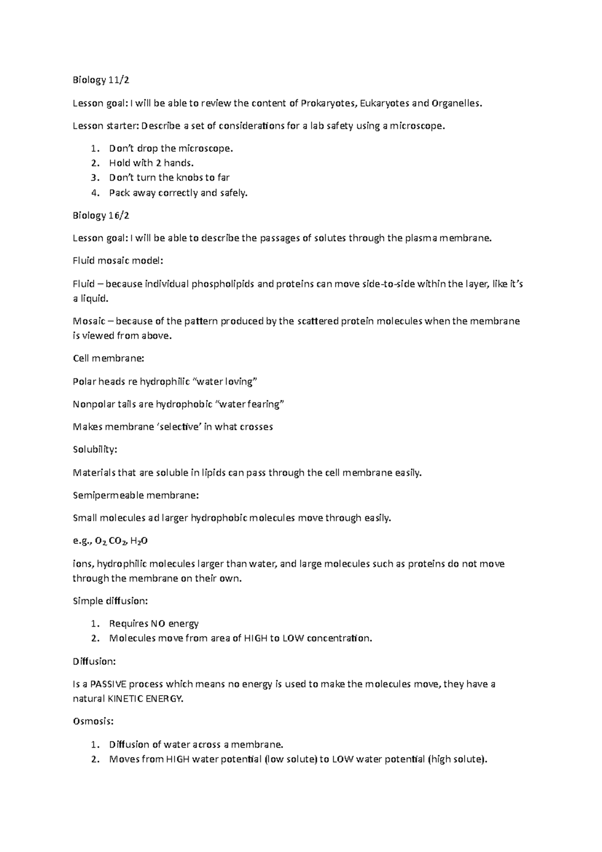 Biology 11 - Biology 11/ Lesson goal: I will be able to review the ...