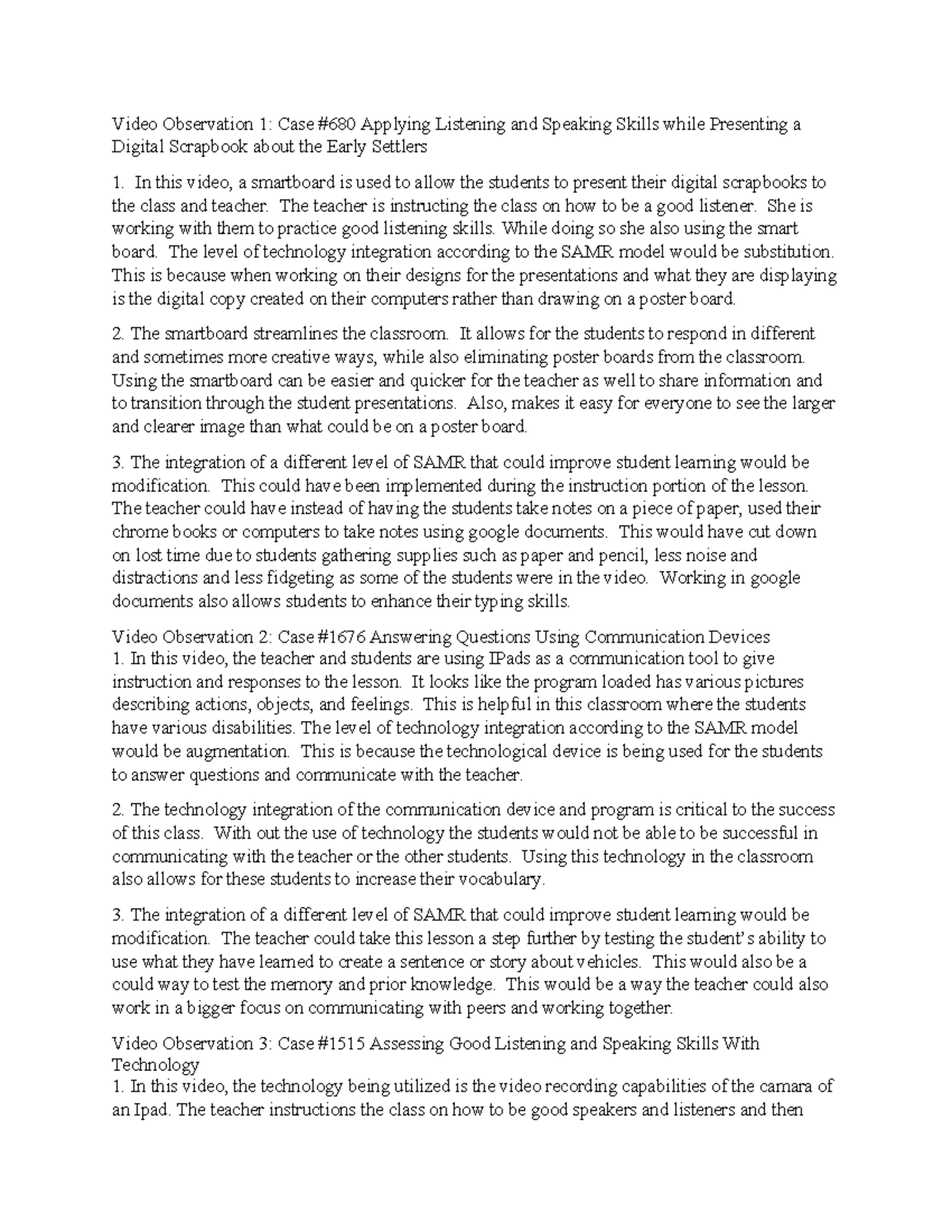 D092 Task 2 - Task 2 - Video Observation 1: Case #680 Applying ...