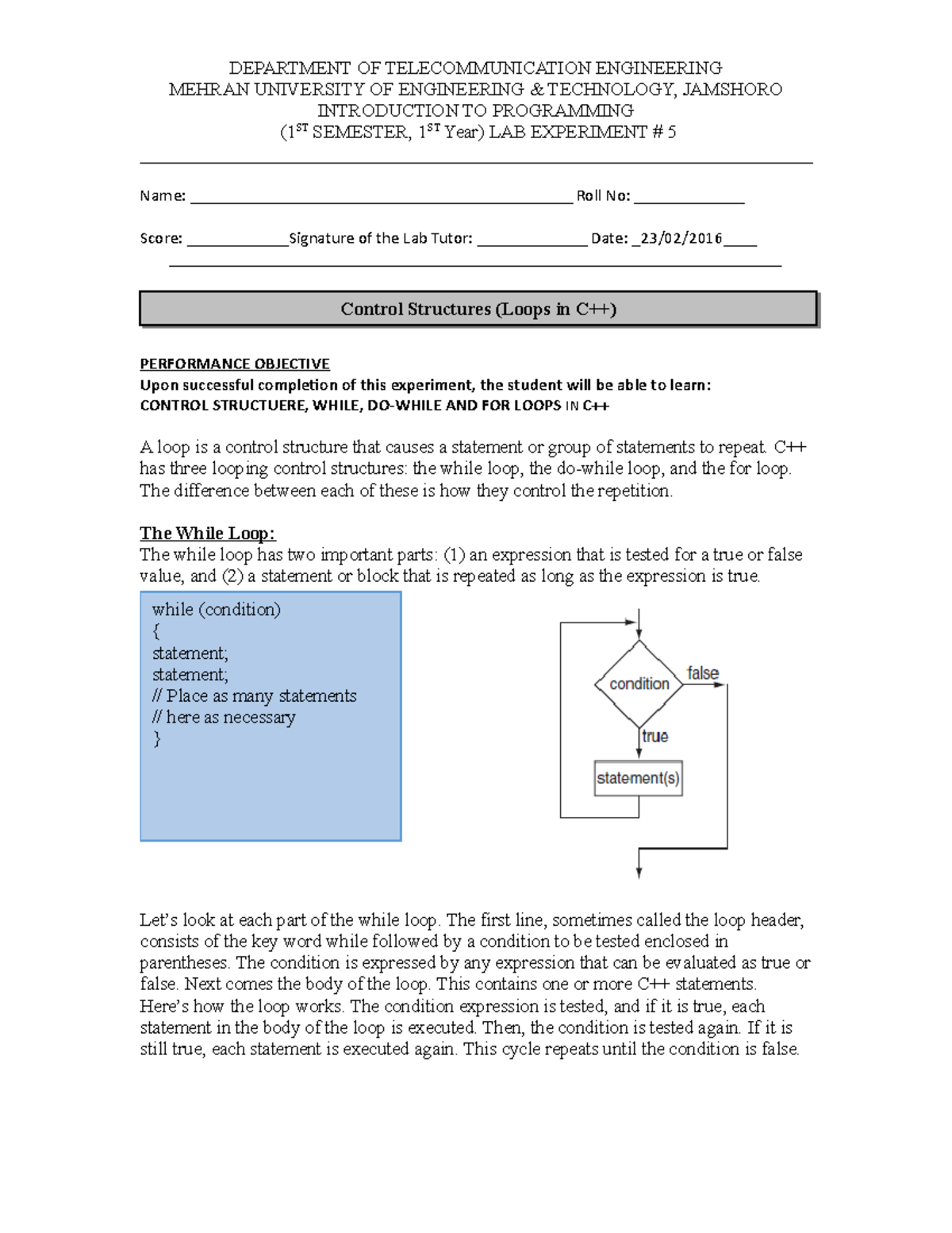 ITP LAB 5 - DEPARTMENT OF TELECOMMUNICATION ENGINEERING MEHRAN ...