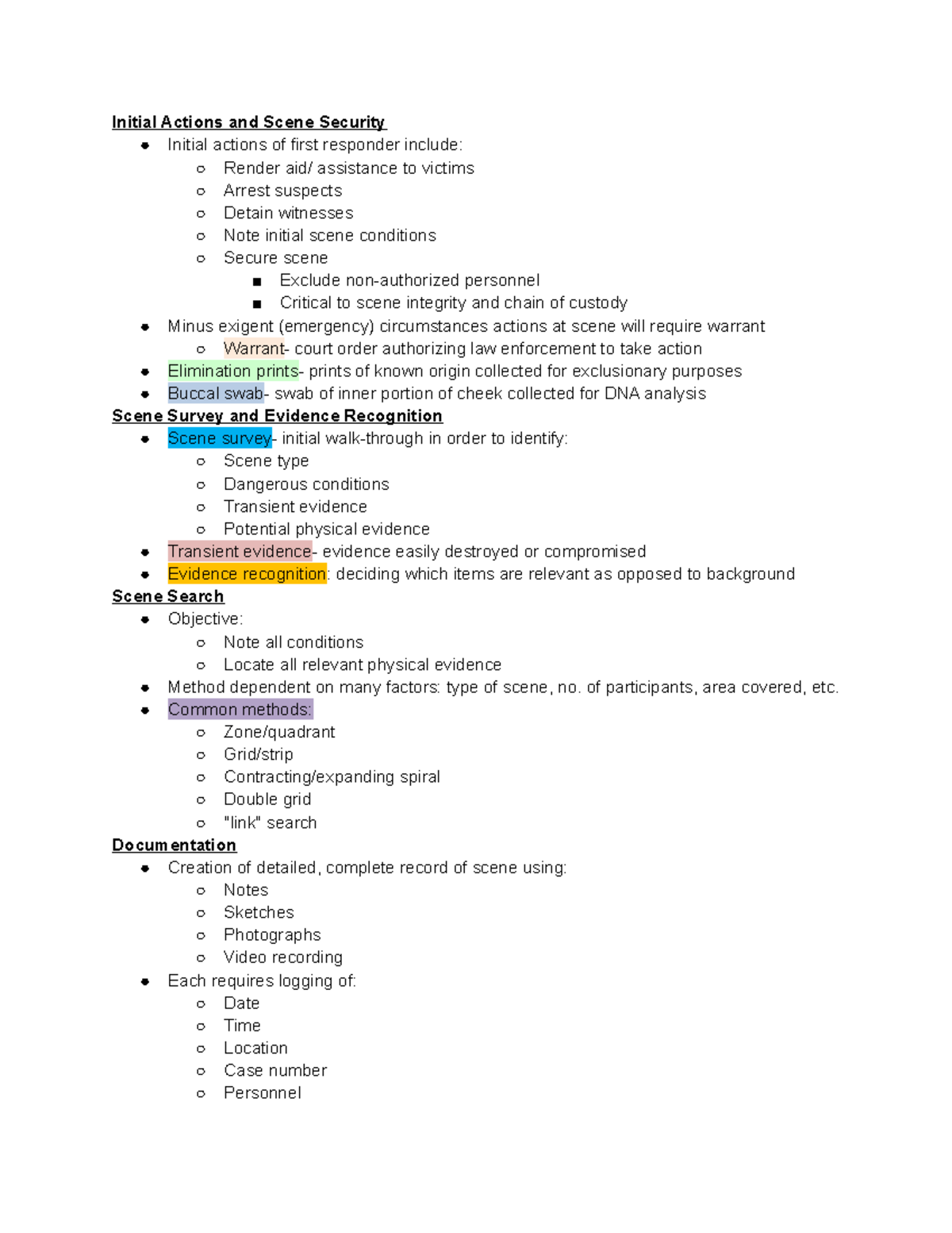 Section 5 Crime Scene Processing - Initial Actions and Scene Security ...