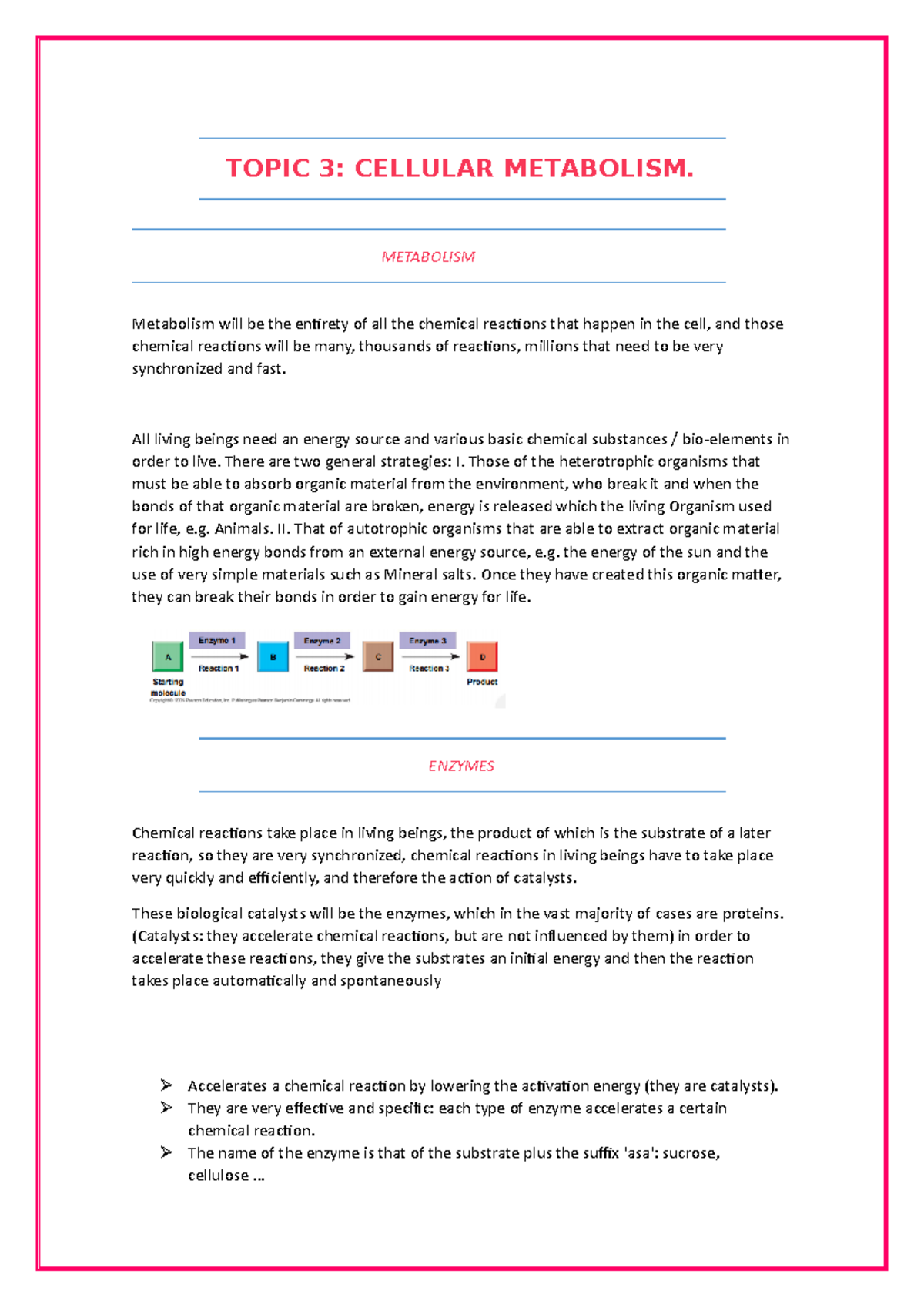 1 General Biology - Lecture notes 1 - TOPIC 3: CELLULAR METABOLISM ...