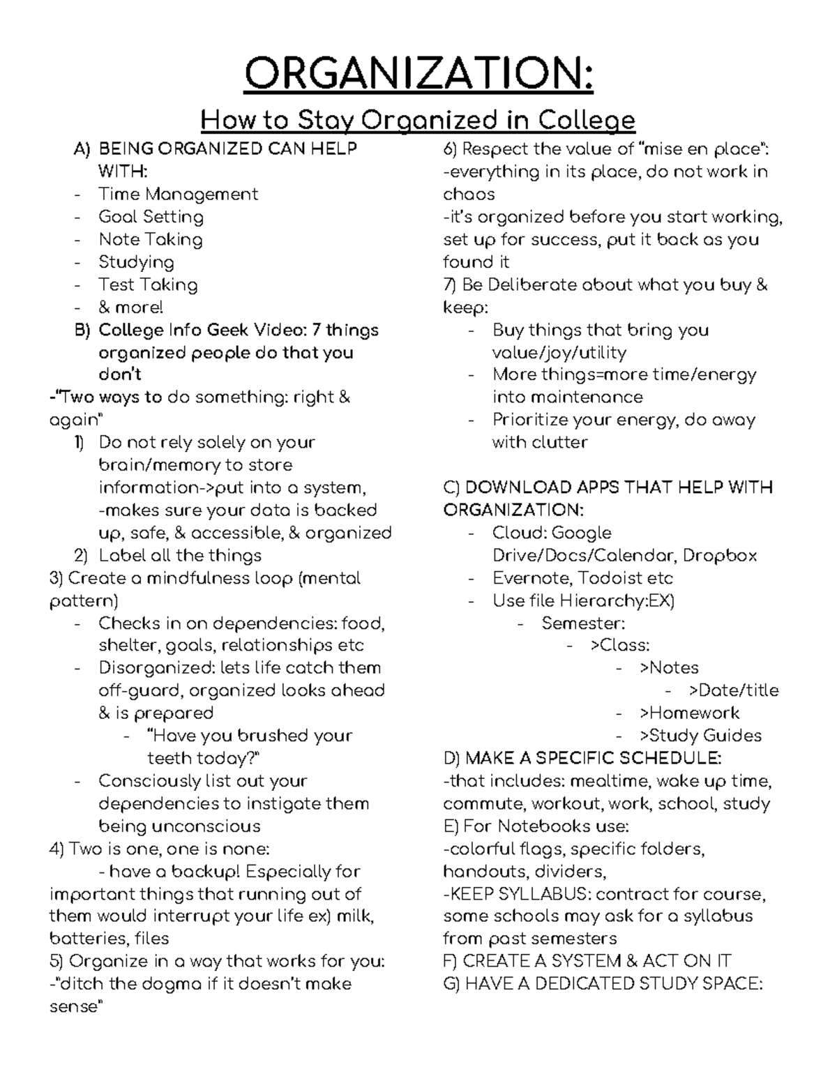 College Organization - ORGANIZATION: How to Stay Organized in College A ...