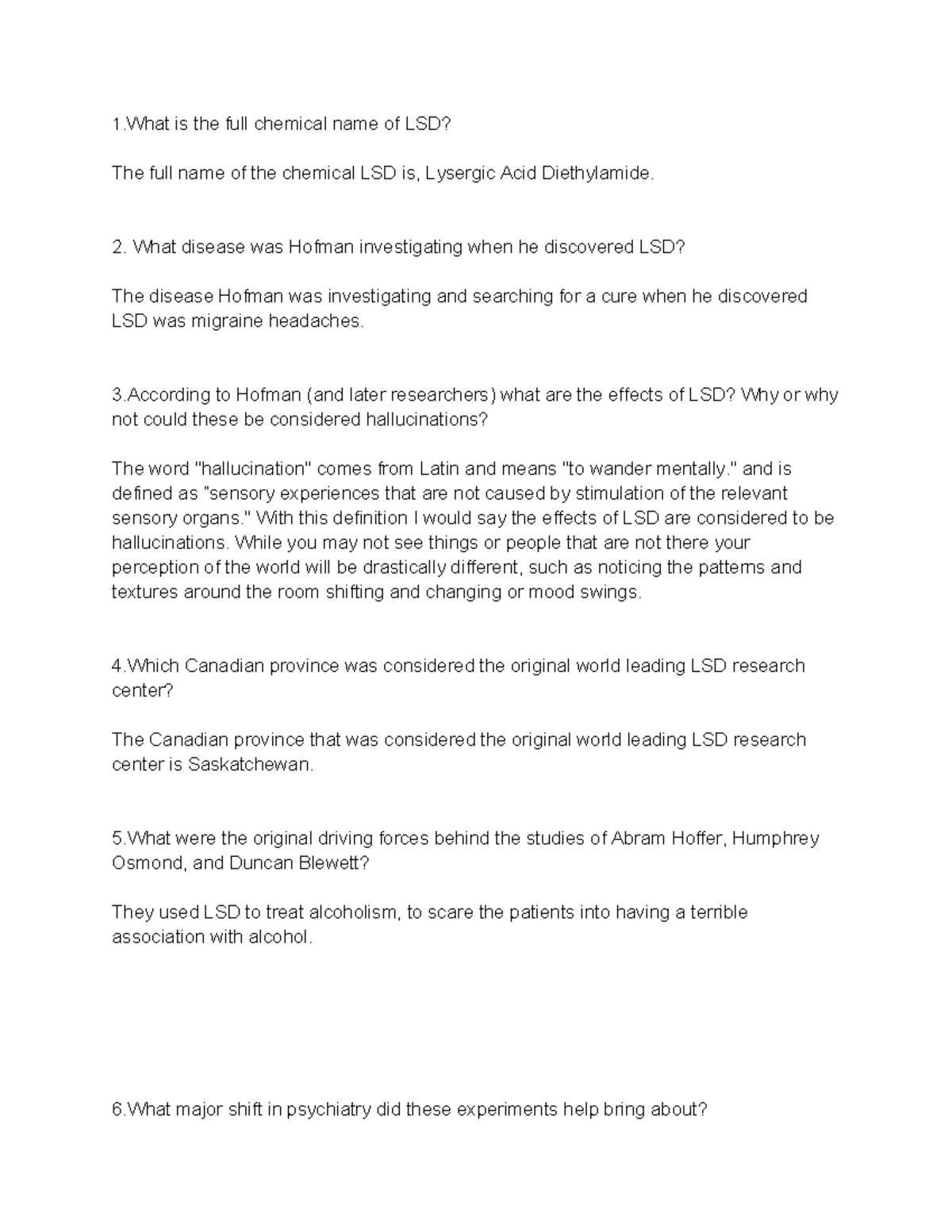 Bio chem hoffmans potion - 1 is the full chemical name of LSD? The full ...