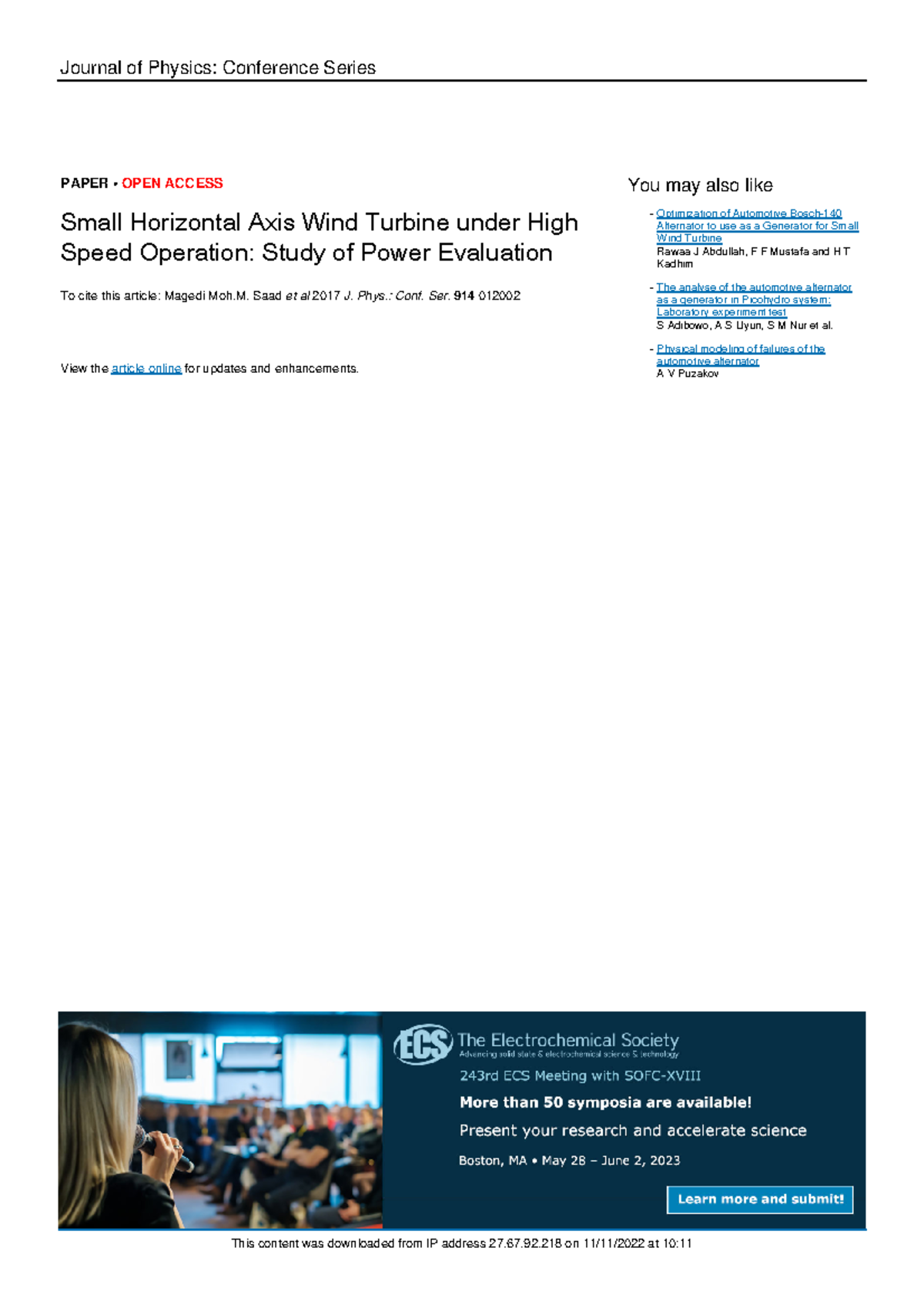 ANam - Wind turbine - Journal of Physics: Conference Series PAPER ...