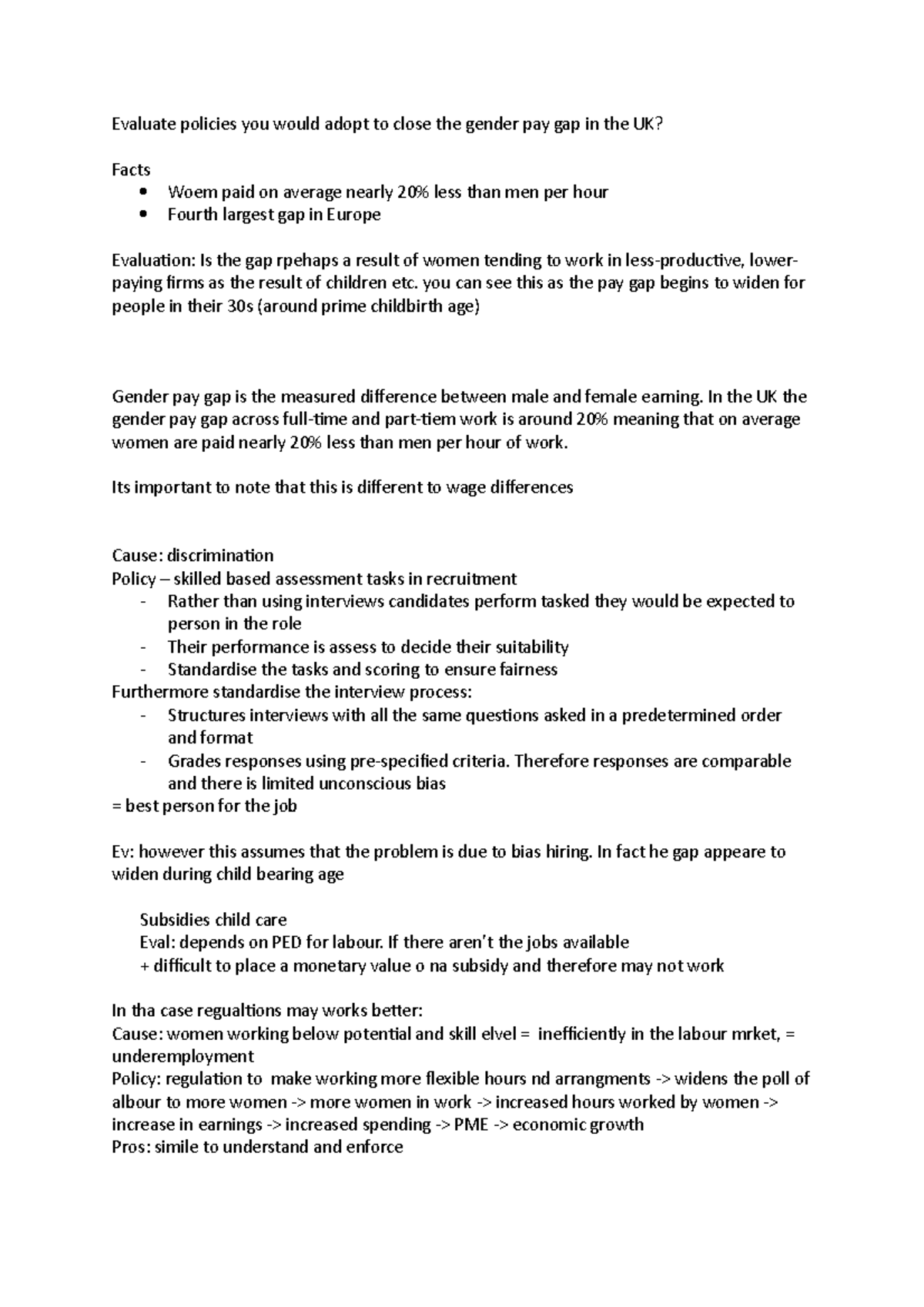 micro essay plan notes for mr.blacks class - Evaluate policies you ...