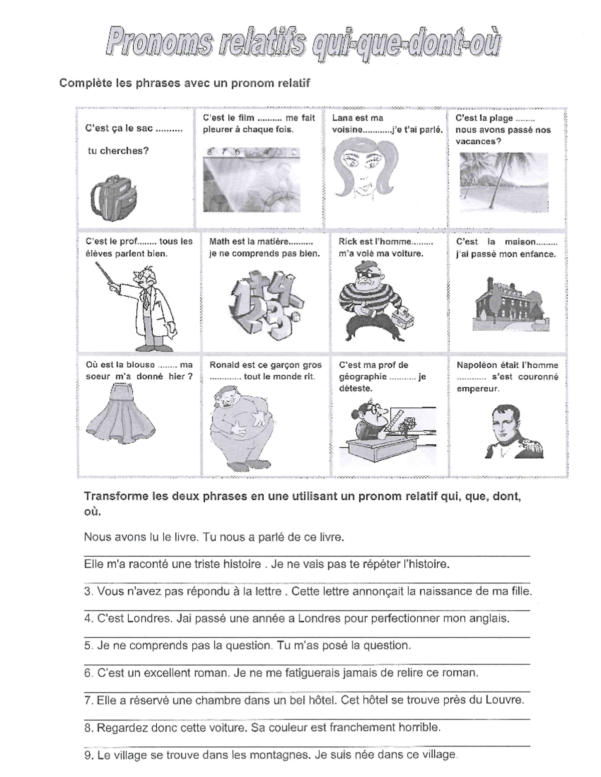 Pronom Relatif Qui Que Ou Dont French 1 Studocu