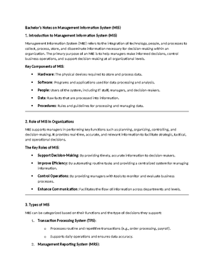 Assigment Management Information system - Objective of the Assignment ...