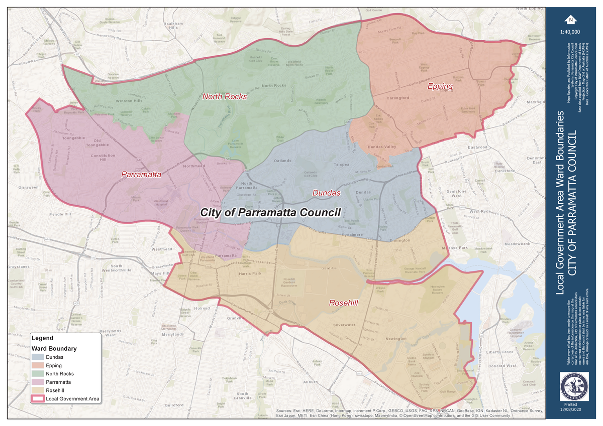 Cityof Parramatta Council Wards August 2020 - Local Government Area ...