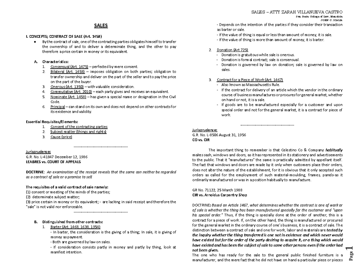 Documents of sales module - BS Management - University of the ...