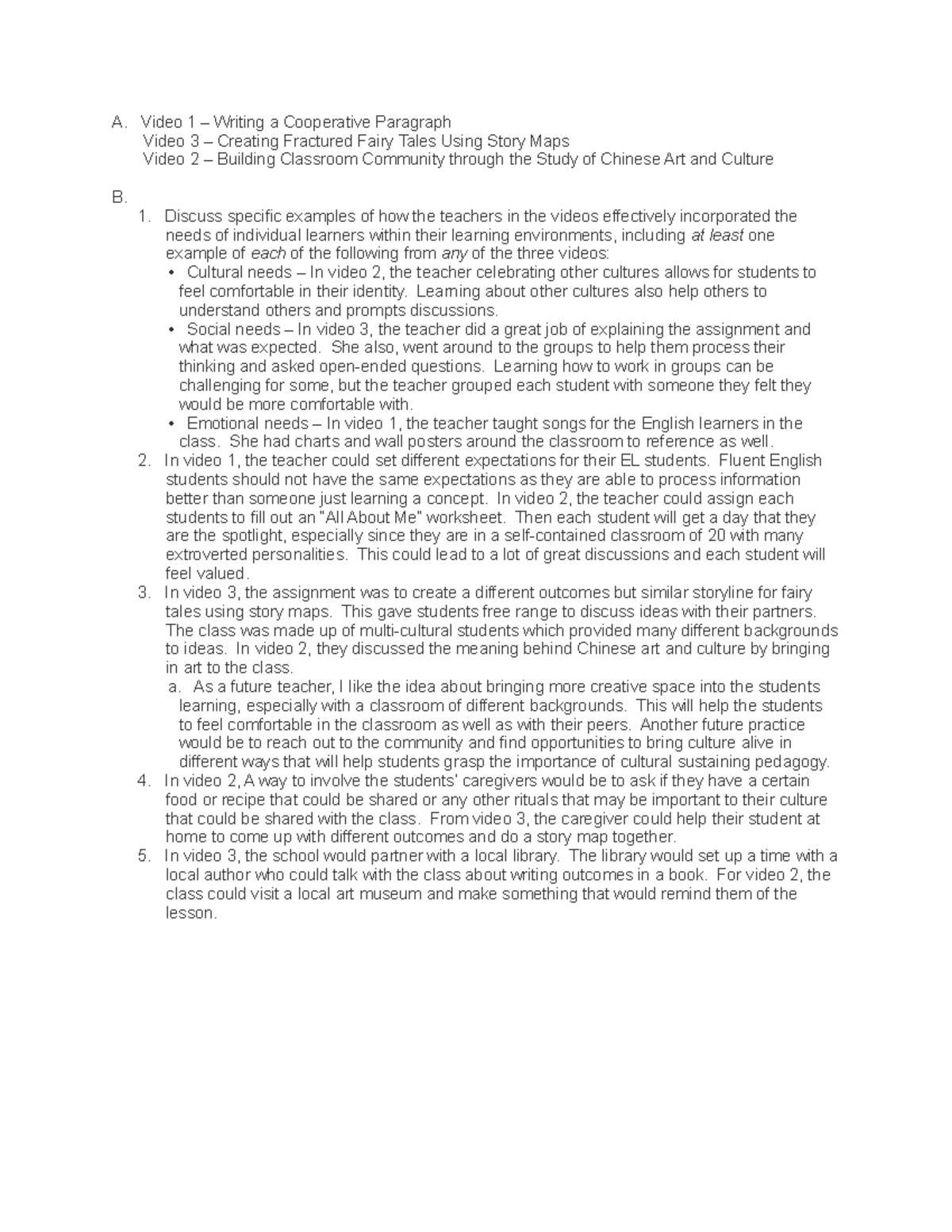 Community Care Task 1 - Task 1 - A. Video 1 – Writing a Cooperative ...