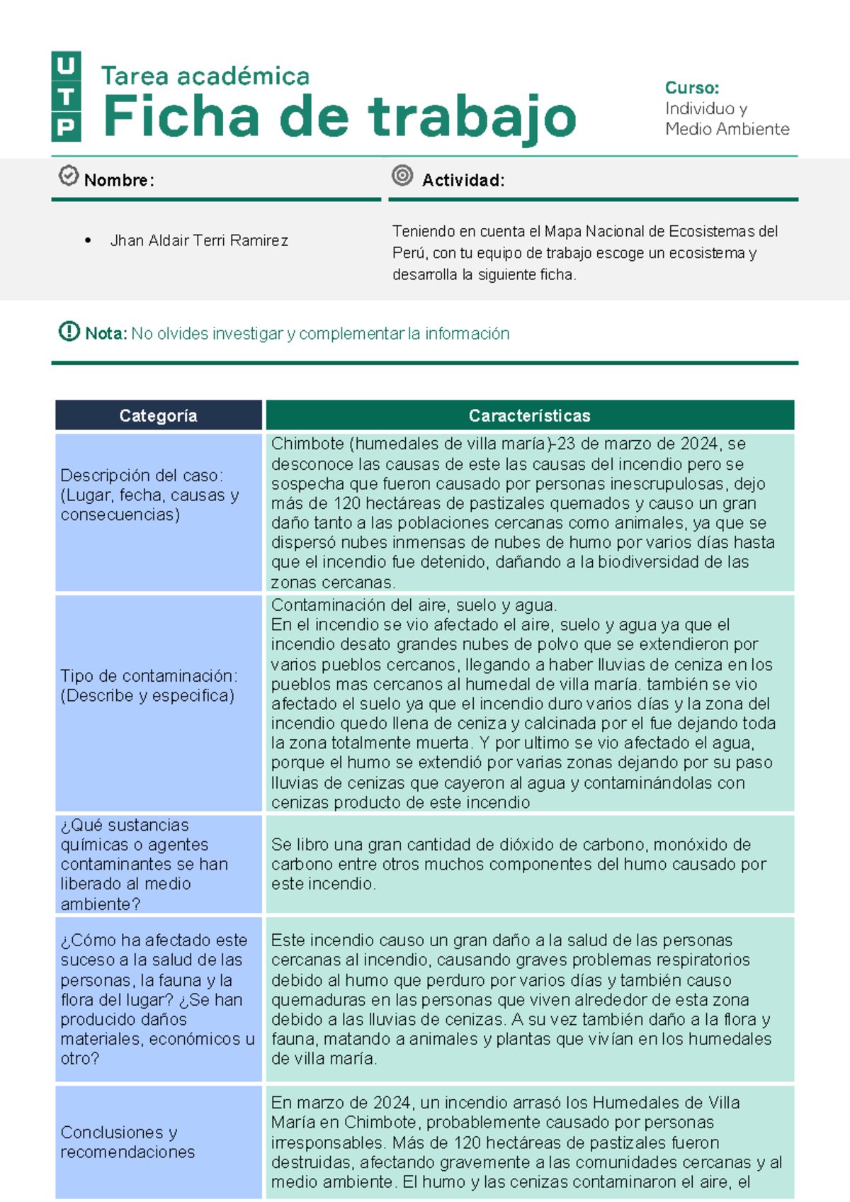 Humedales de viila maria Jhan Aldair Terri Ramirez - Nombre: Actividad ...
