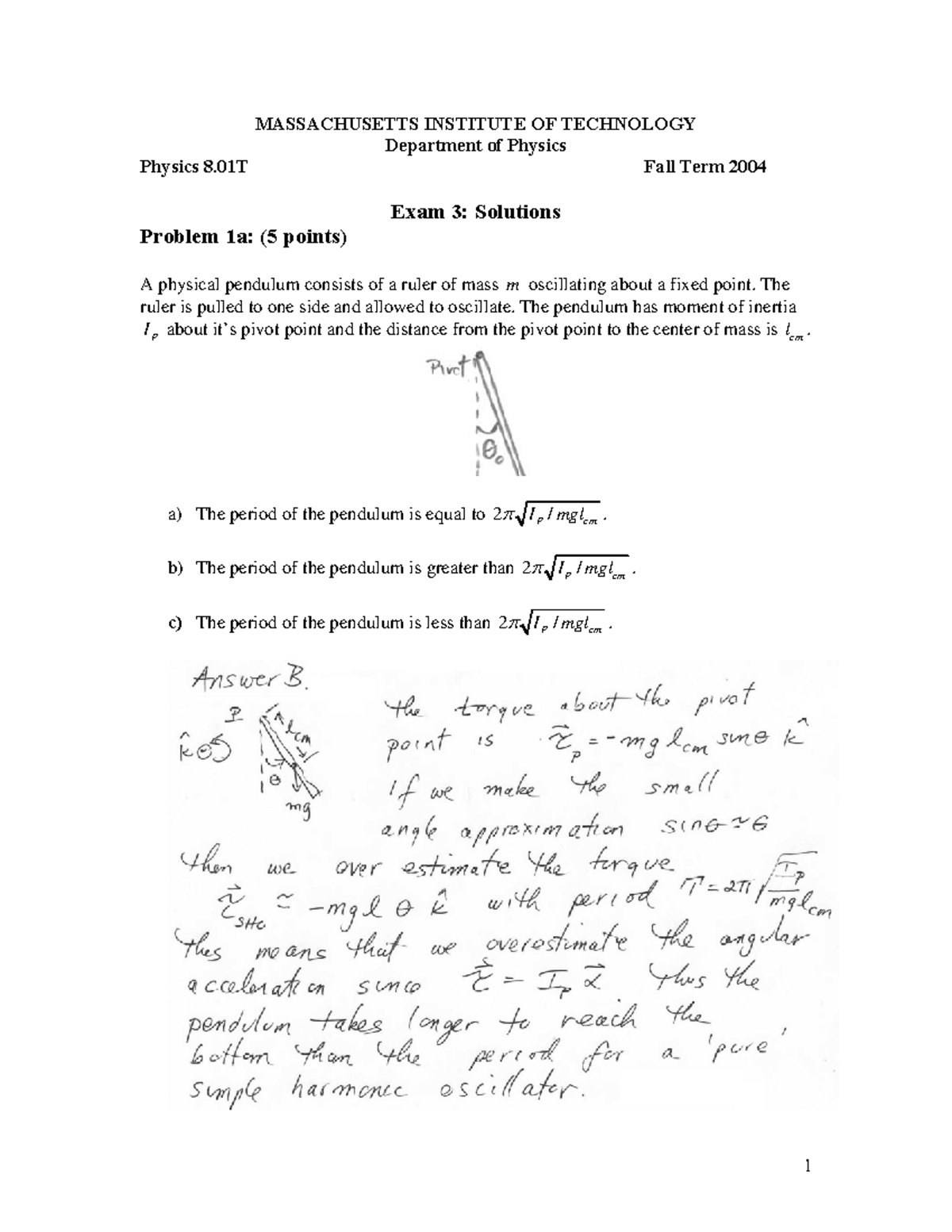 Exam03 sol - Pulleys - MASSACHUSETTS INSTITUTE OF TECHNOLOGY Department ...