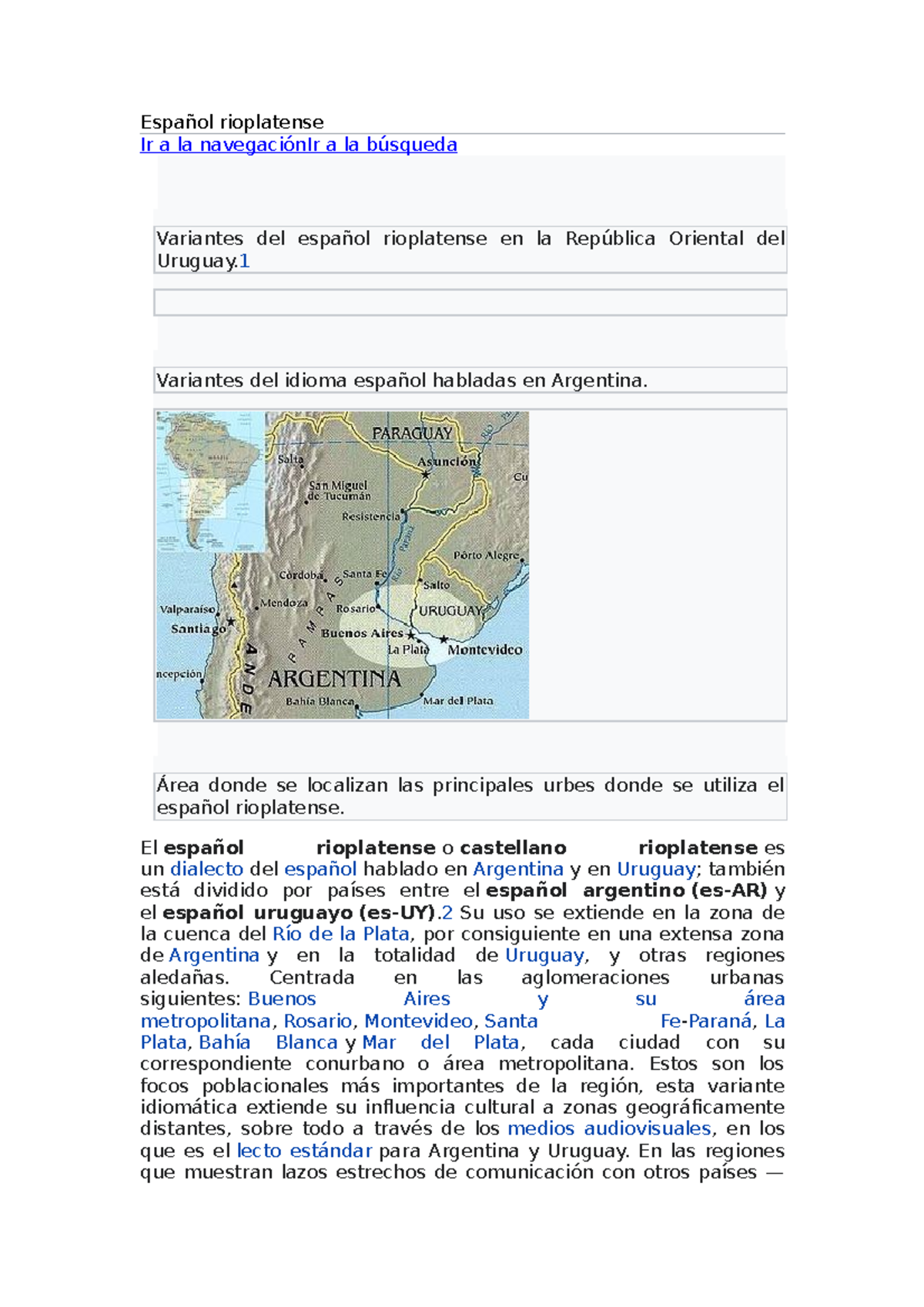 Español rioplatense, de Argentina - Español rioplatense Ir a la ...