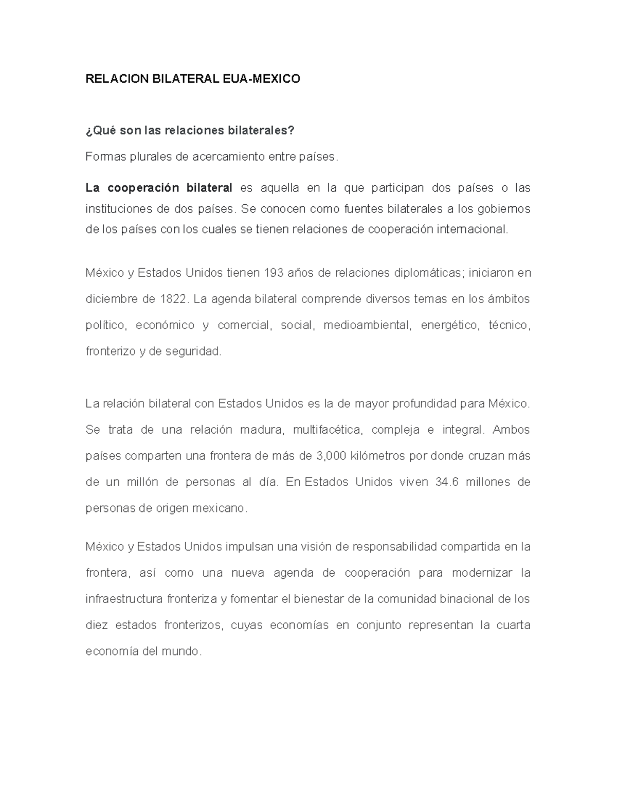 Relacion Bilateral EUA Mexico - RELACION BILATERAL EUA-MEXICO ¿Qué son ...